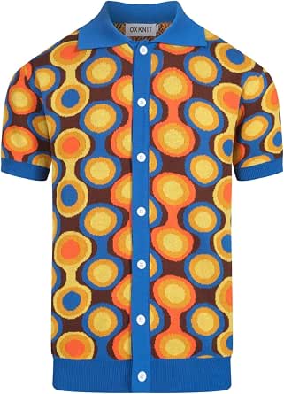 OXKNIT Men's Retro Knitted Poloshirt, 1960s Mod Style Vintage Pattern ...