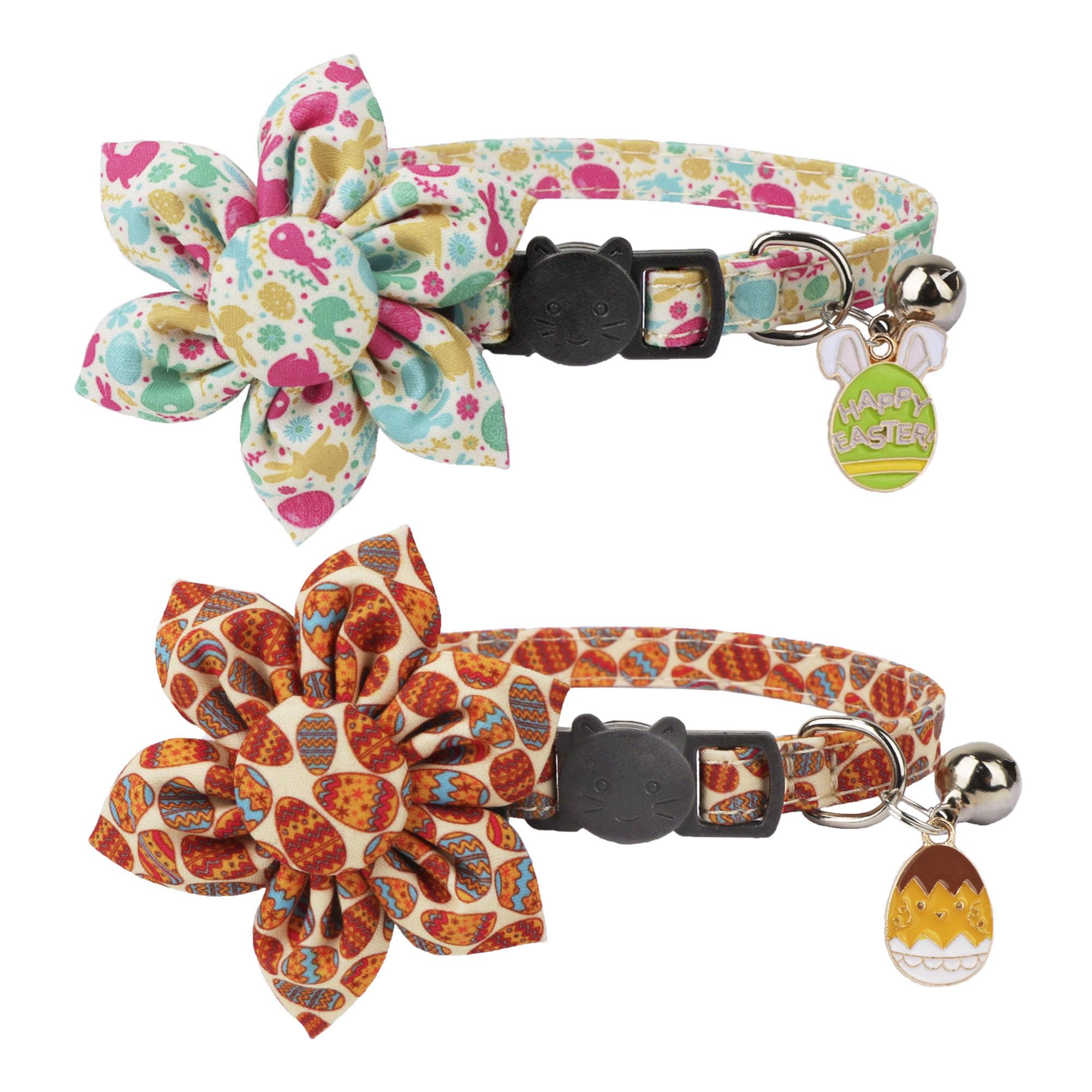 Pet Supplies : ADOGGYGO Easter Cat Collars with Removable Flower Bell ...