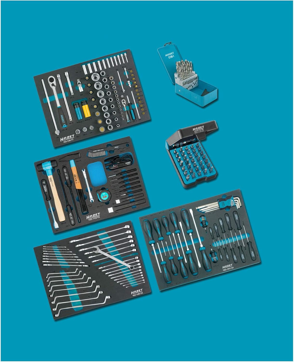 HAZET Assortment 0-179/220 ∙ Number of Tools: 220, Multi-Colour, Tool ...