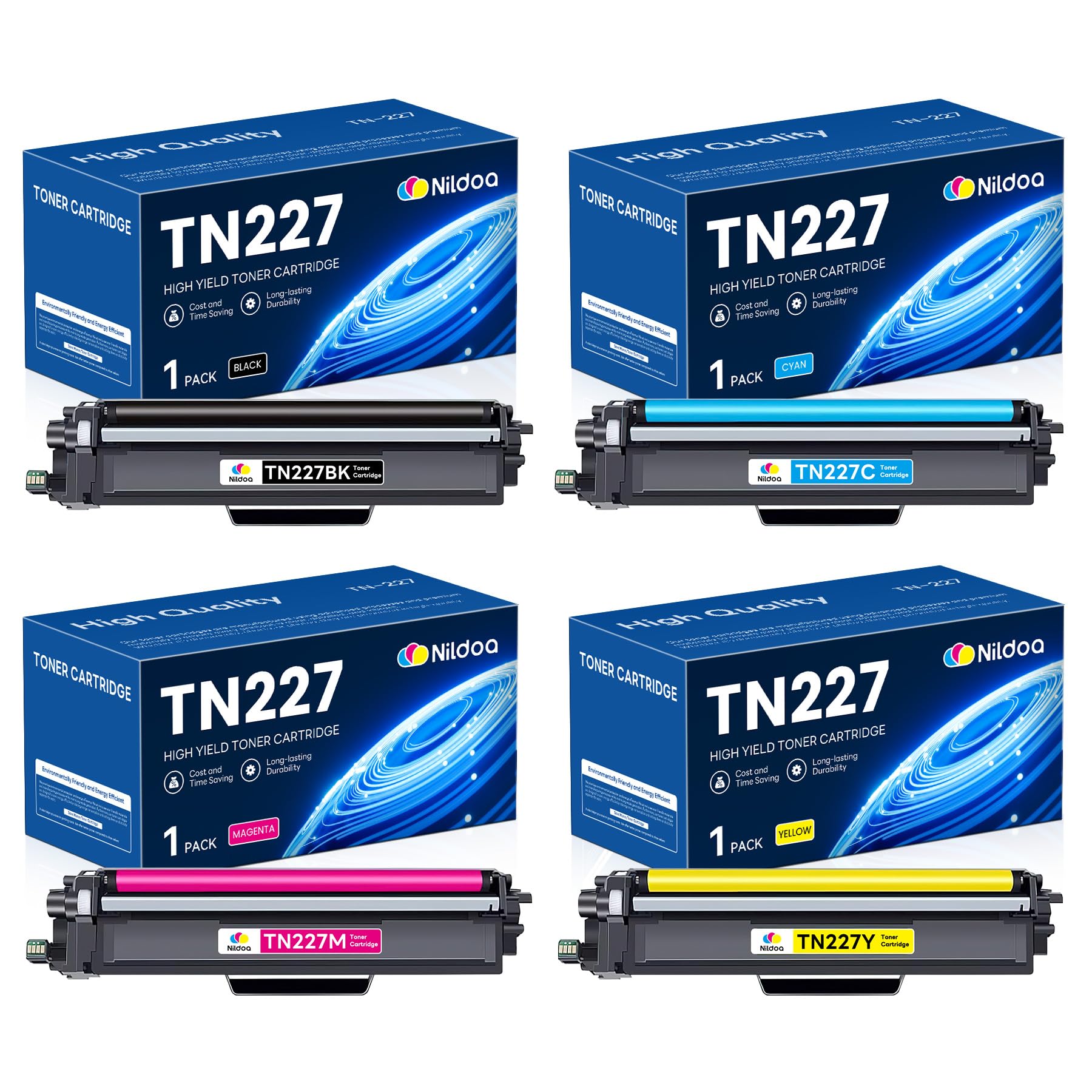 Amazon.com: TN227 TN-227BK/C/M/Y High Yield Toner Cartridge 4 Pack ...