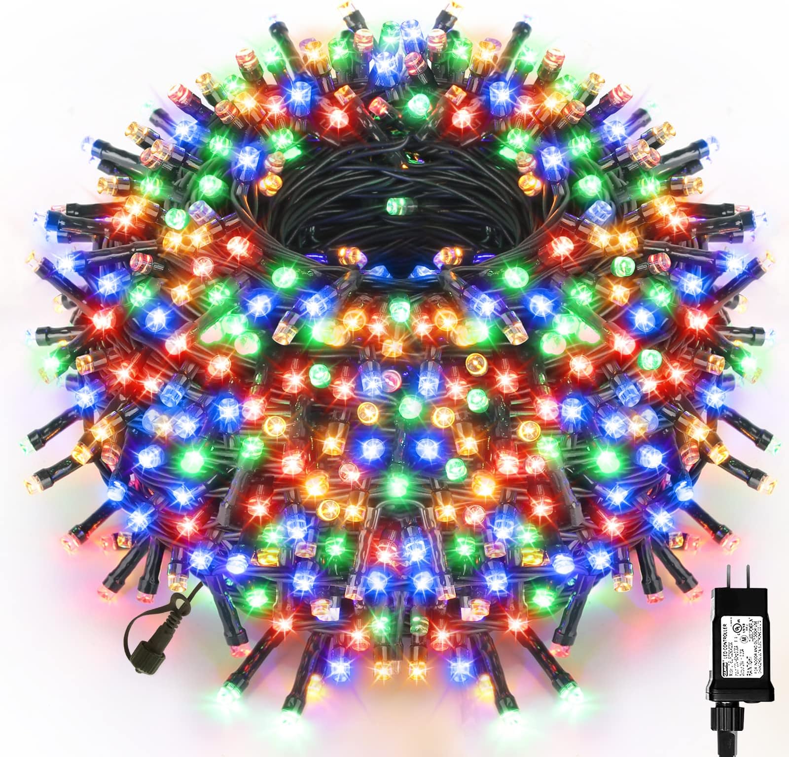 OUTYLTS Christmas String Lights End-to-End Plug 8 Modes 108FT 300 LED ...