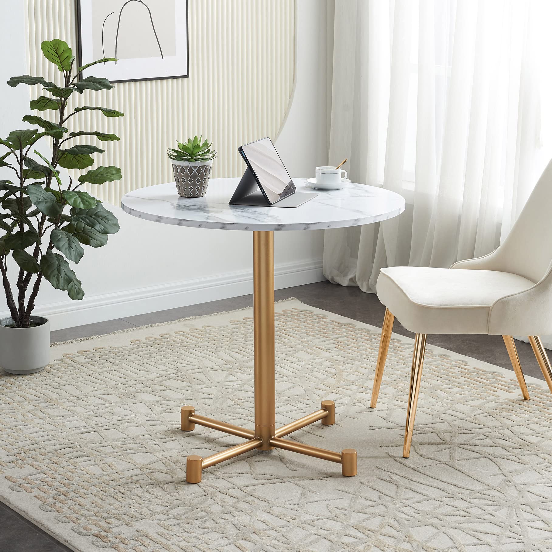 Amazon.com - KithKasa 31.5" Round Dining Table with White Faux Marble ...