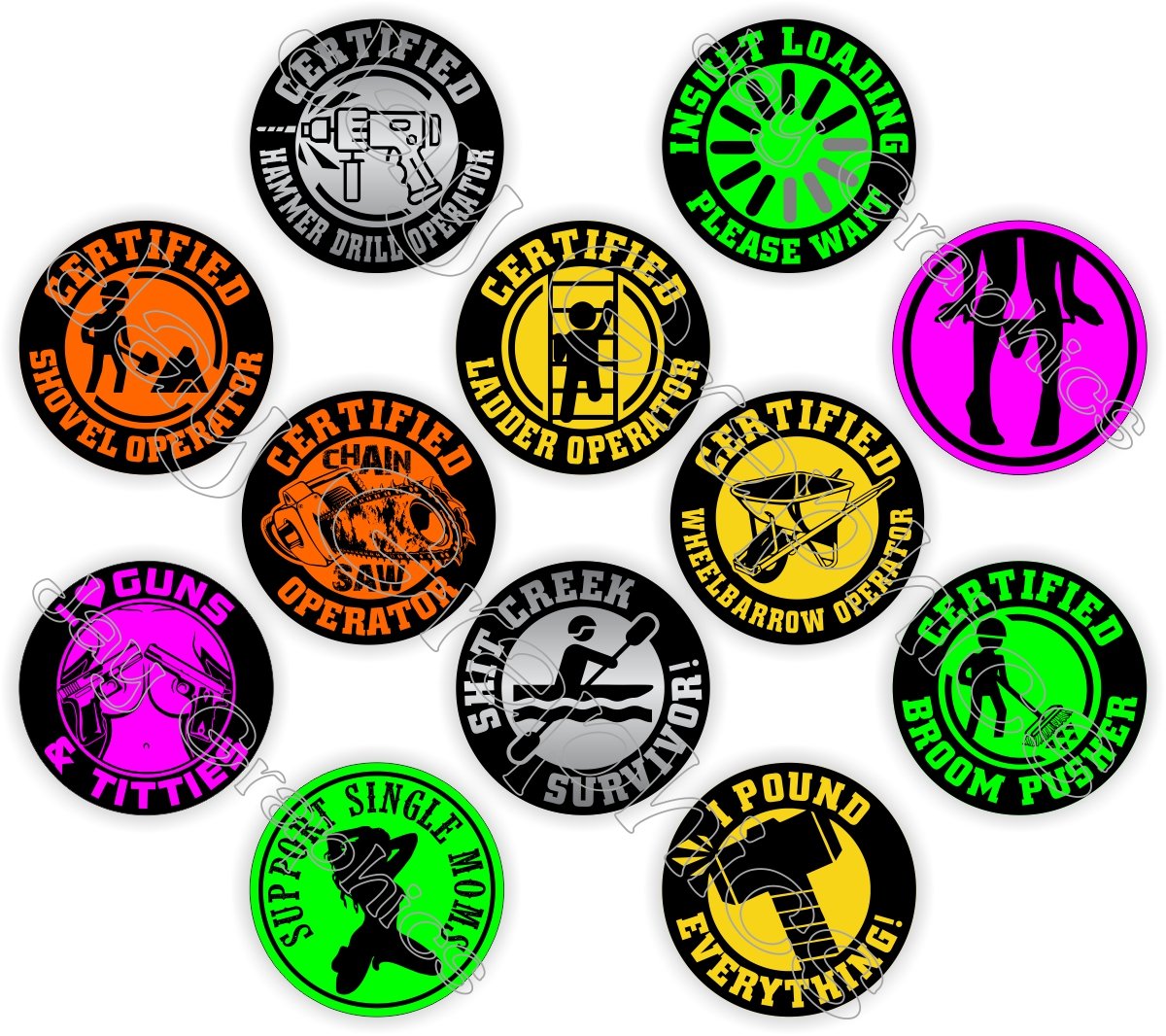 12 Pack Funny Hard Hat Stickers Funniest Motorcycle Welding Helmet ...