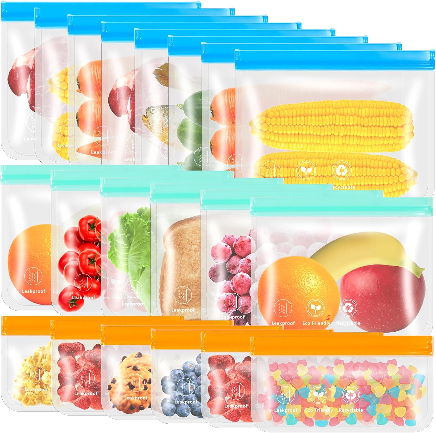 Hemiks 20 Pcs Sac Congelation Reutilisable, 3 Tailles Sachet ...