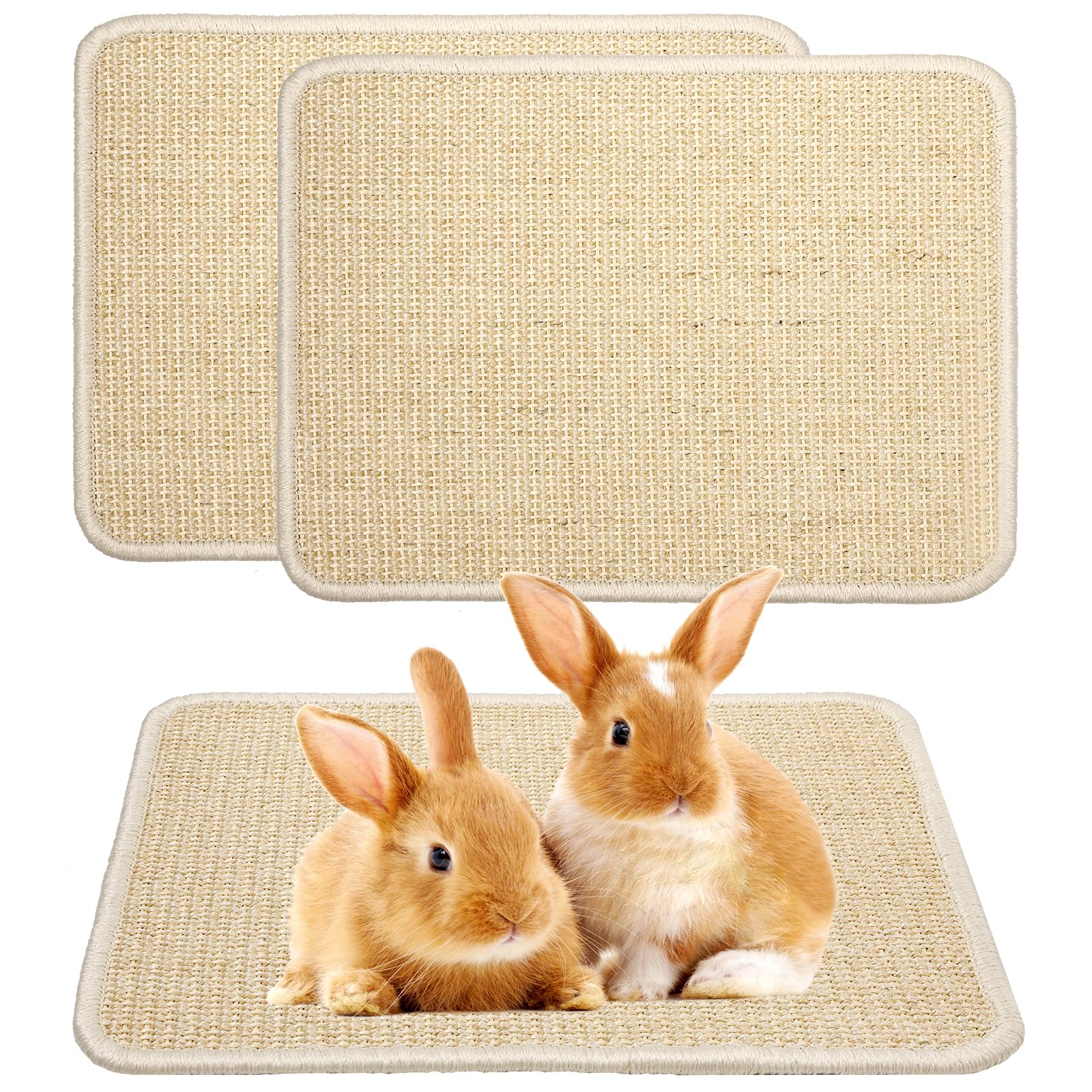 Amazon.com : Uotey 2 Pieces Rabbit Scratcher Mat, Natural Sisal Cat ...