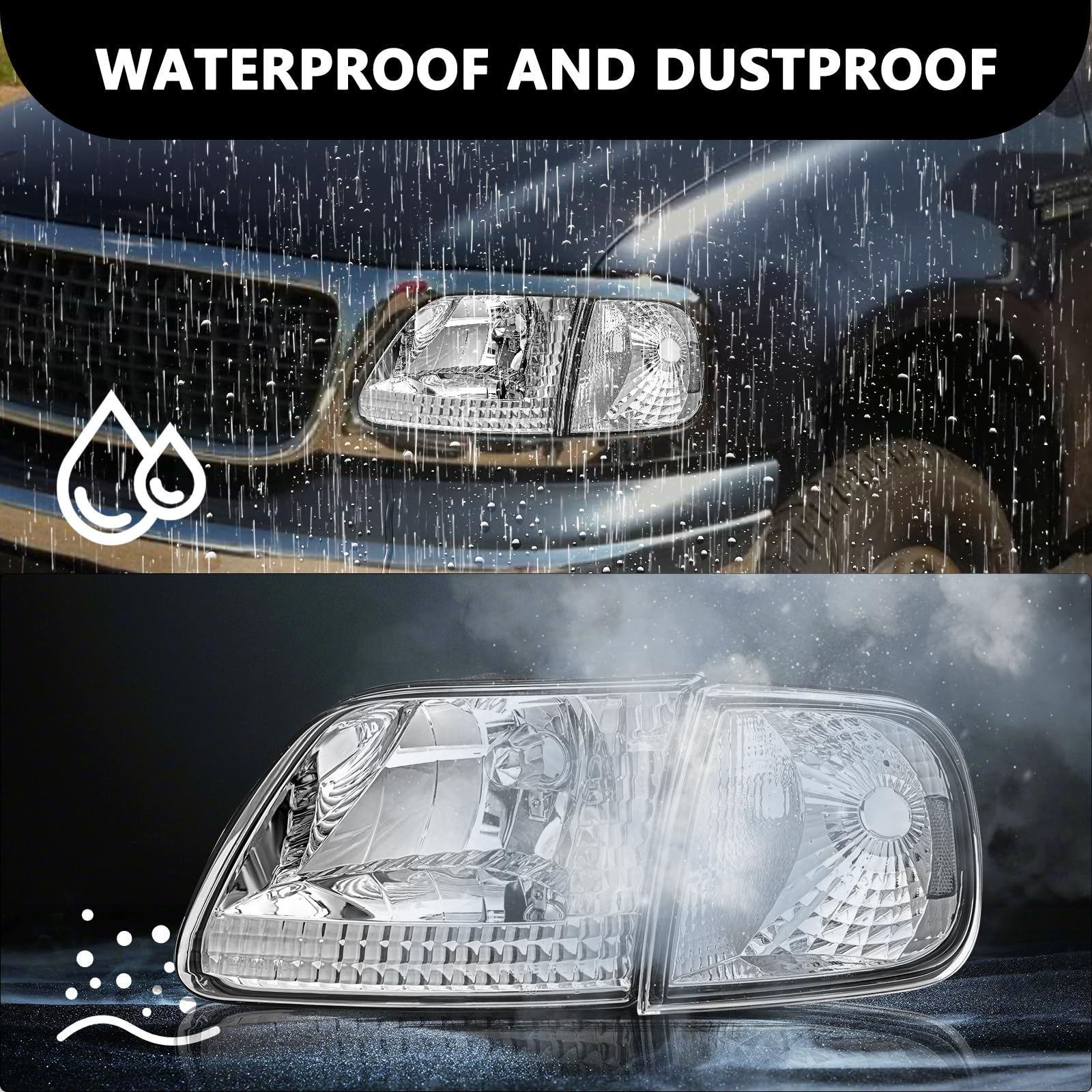 Snapklik.com : Aosky Headlight Assembly Compatible For 1997-2003 F150 ...