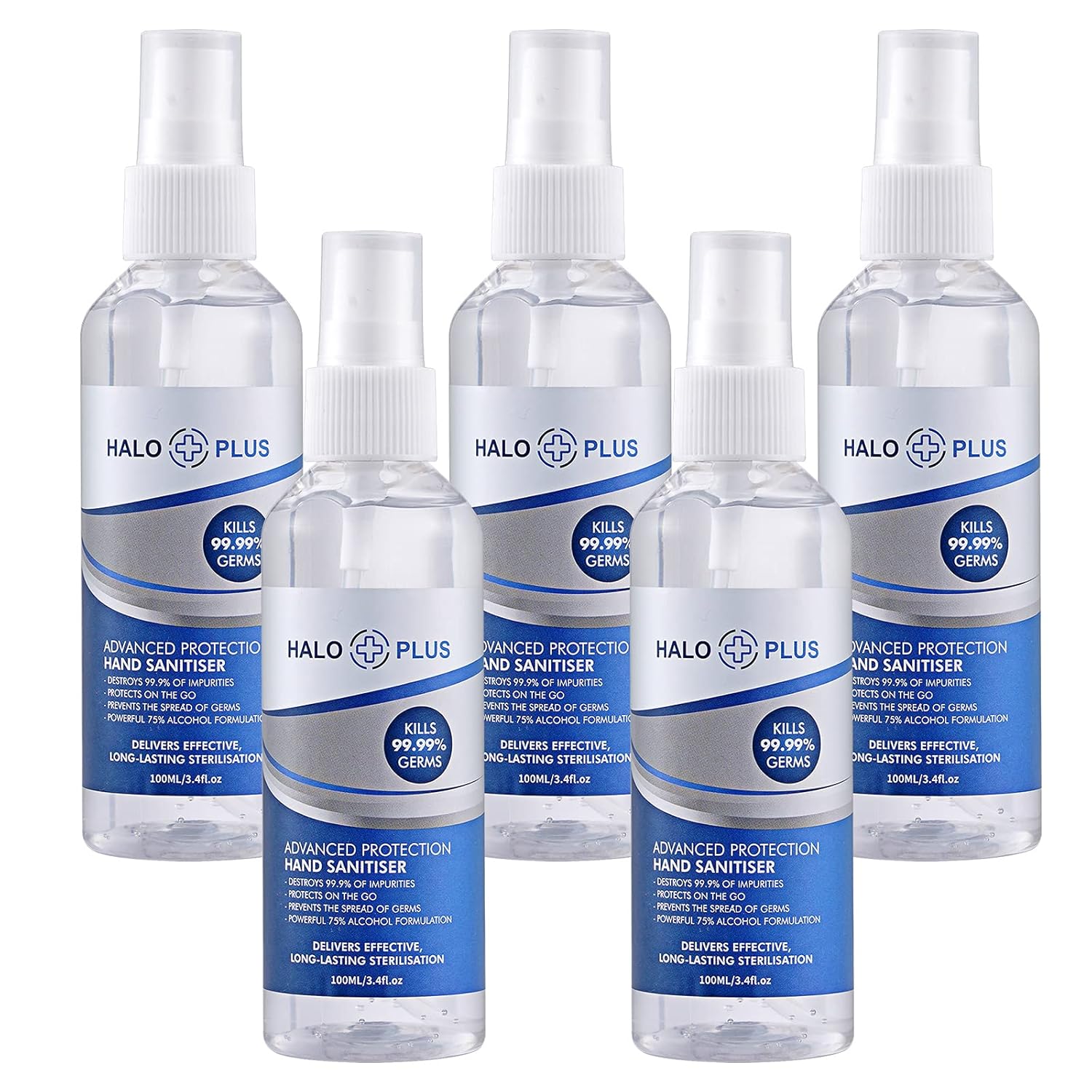 Halo Plus 5pcs Hand Sanitiser Gel 75% Alcohol 100ml - Anti-Bacterial ...