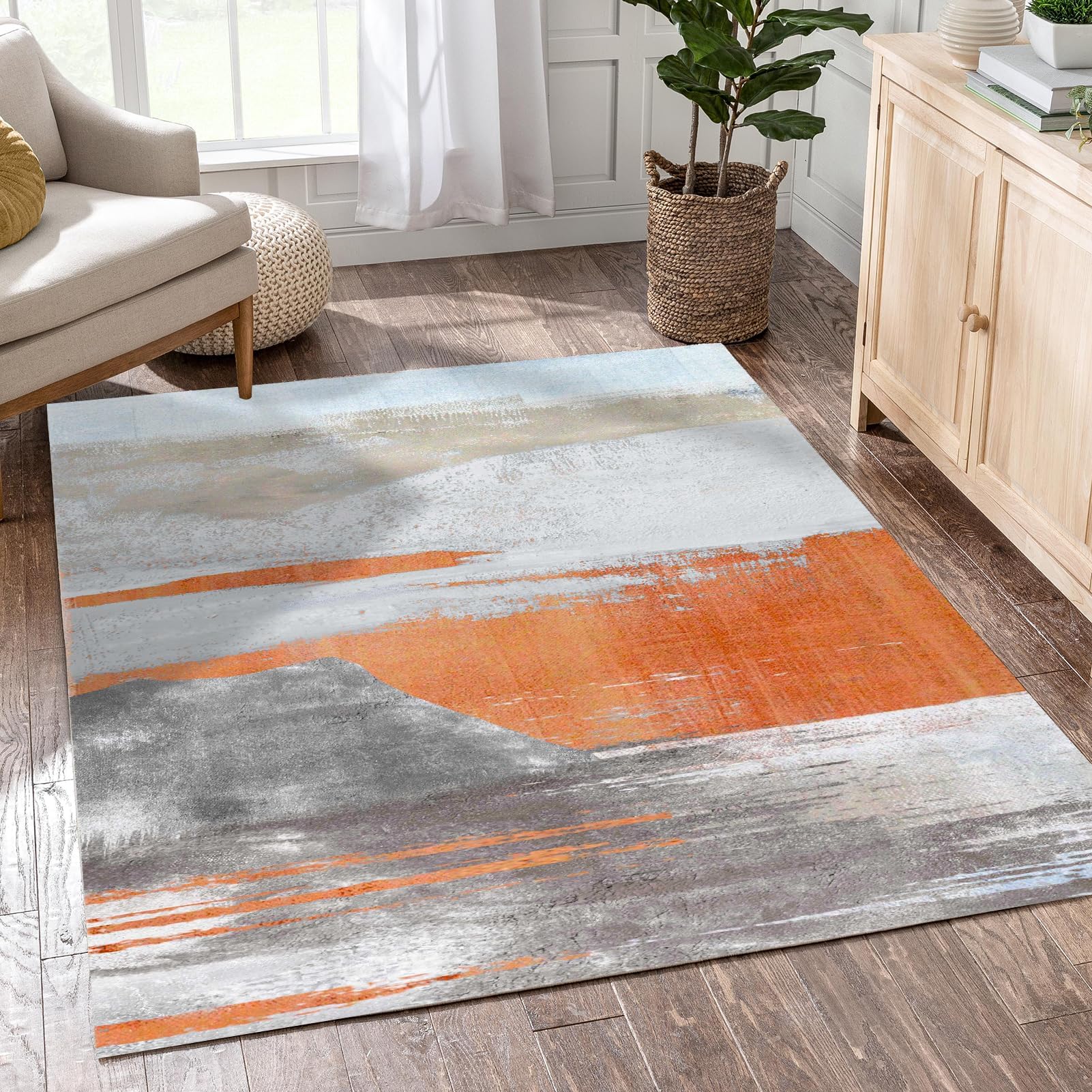 Amazon.com: Masada Rugs, Modern Contemporary Area Rug, Orange Grey ...