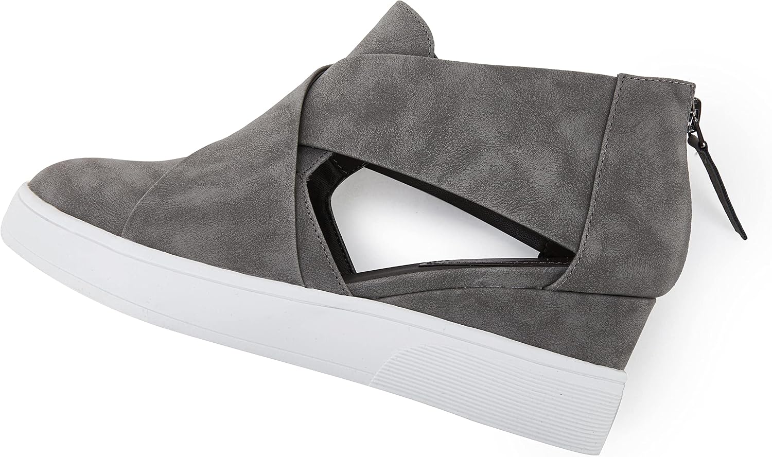 LAICIGO Women’s Cut Out Wegde Sneakers Closed Toe Back Zipper Faux ...