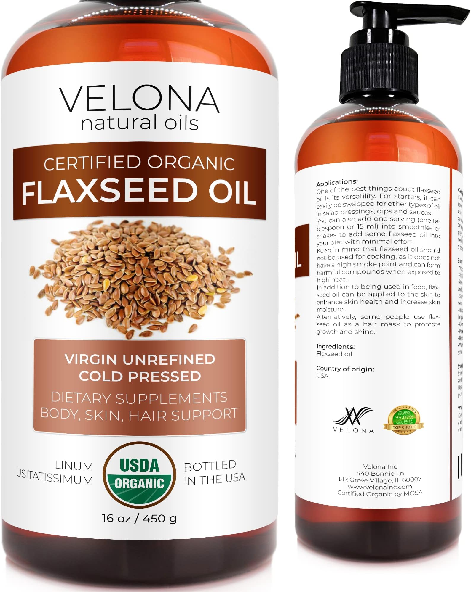 Amazon.com : Flaxseed Oil 4 fl. oz. Unrefined Cold Pressed 100% Pure ...