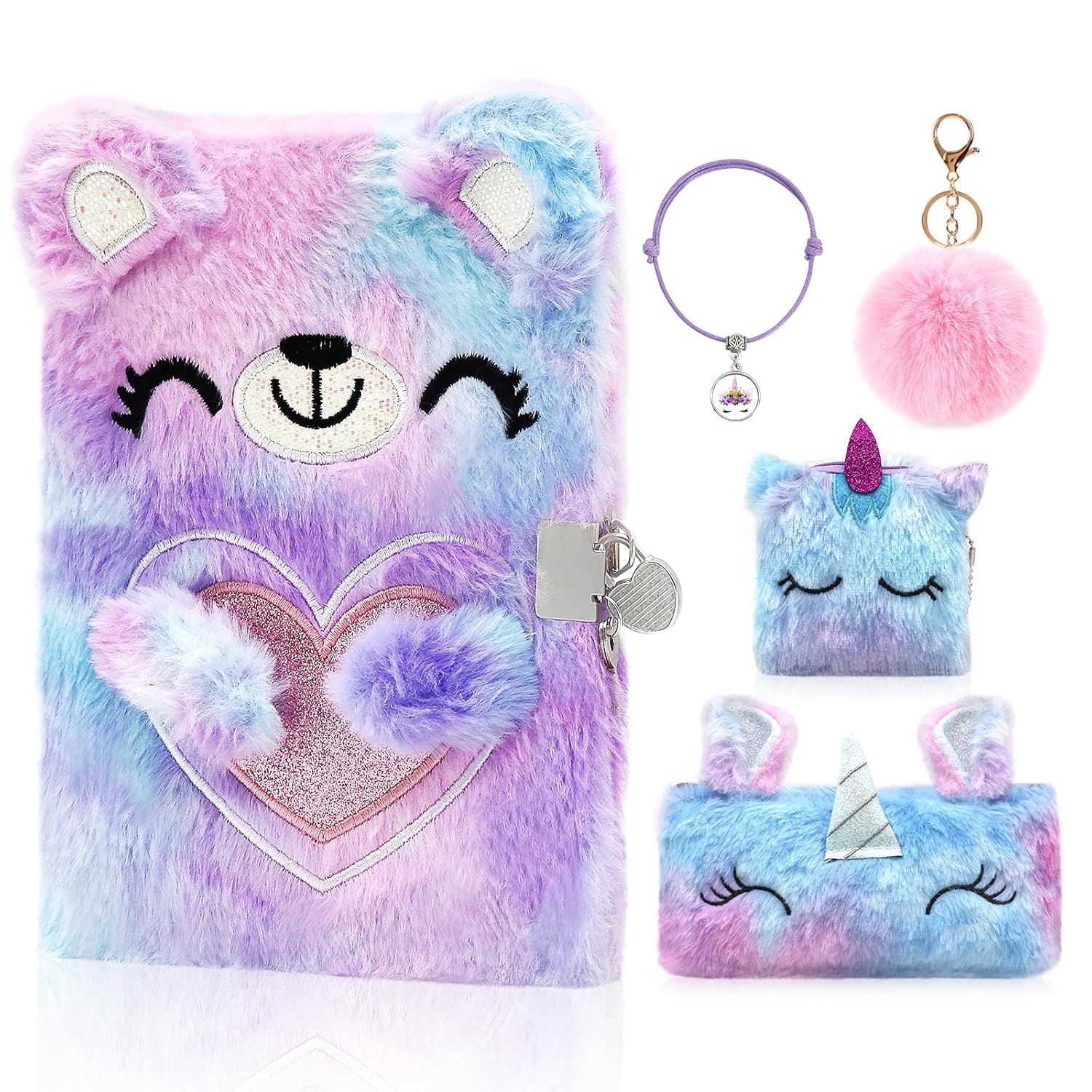 GLGHMH Secret Diary with Lock Set, Secret Fluffy Notebook with Coin ...
