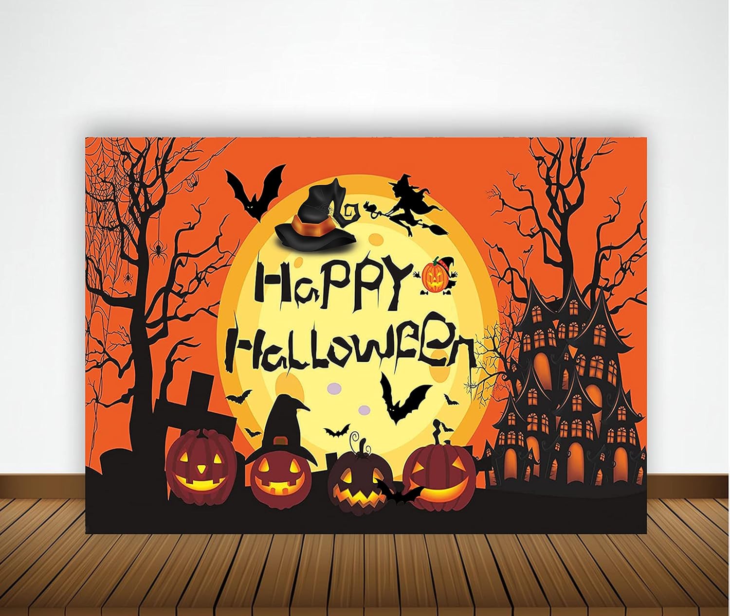 Theme My Party Halloween Decoration Items Happy Halloween Backdrop ...