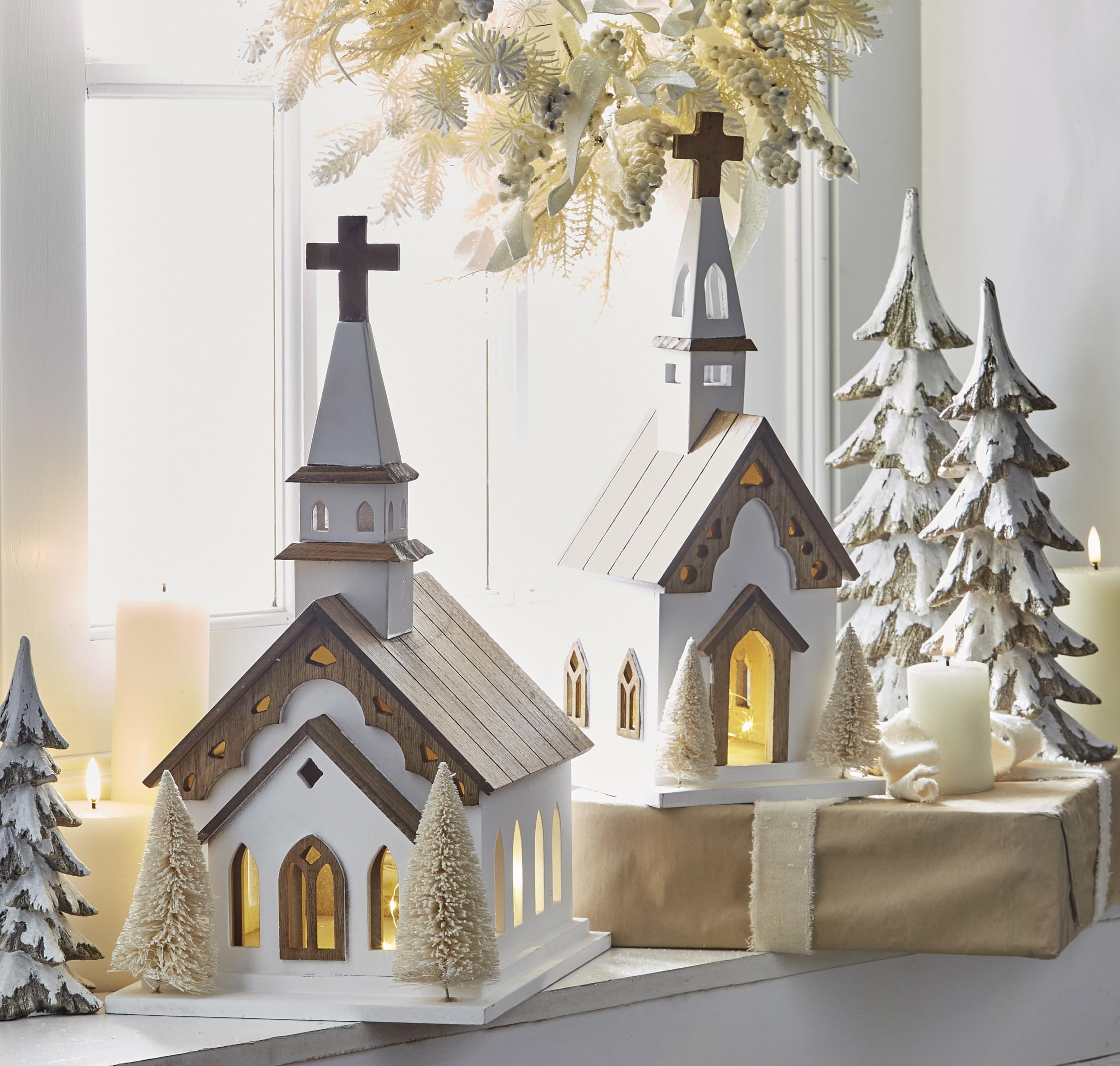 Rustic Christmas Decor Small Town Church Outdoor Holiday Decorating