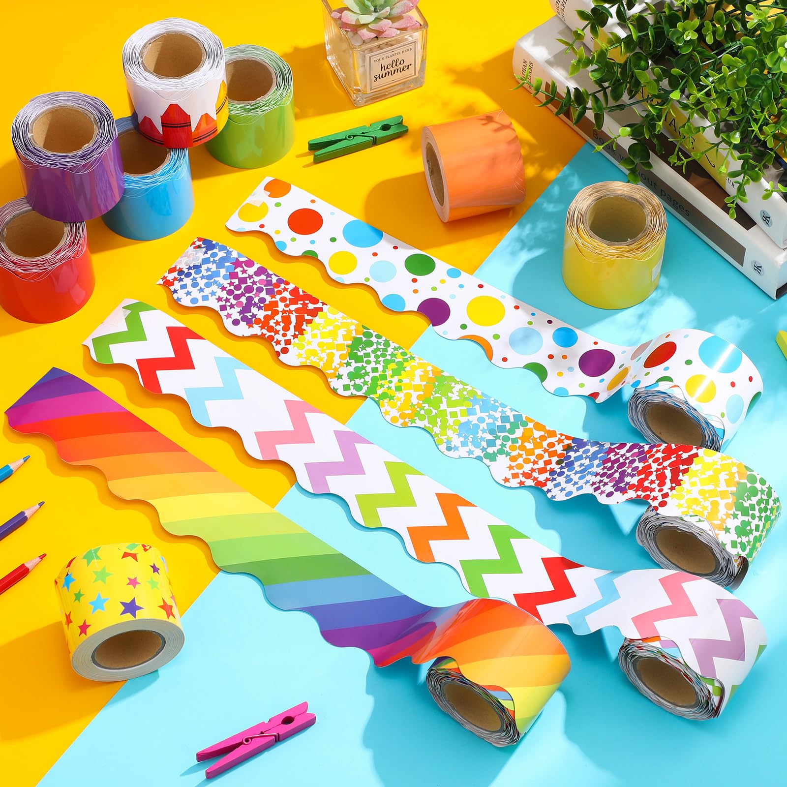 Snapklik.com : 12 Rolls 394 Ft Colorful Bulletin Board Borders Rainbow ...