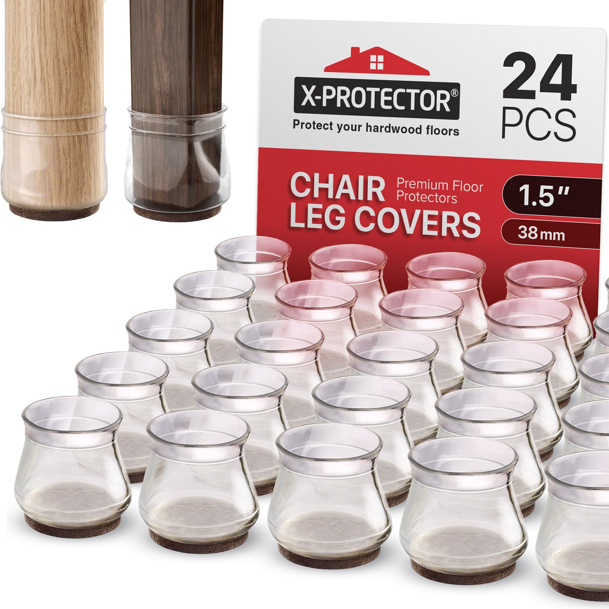 X-PROTECTOR 24 PCS Chair Leg Floor Protectors for Hardwood Floors ...