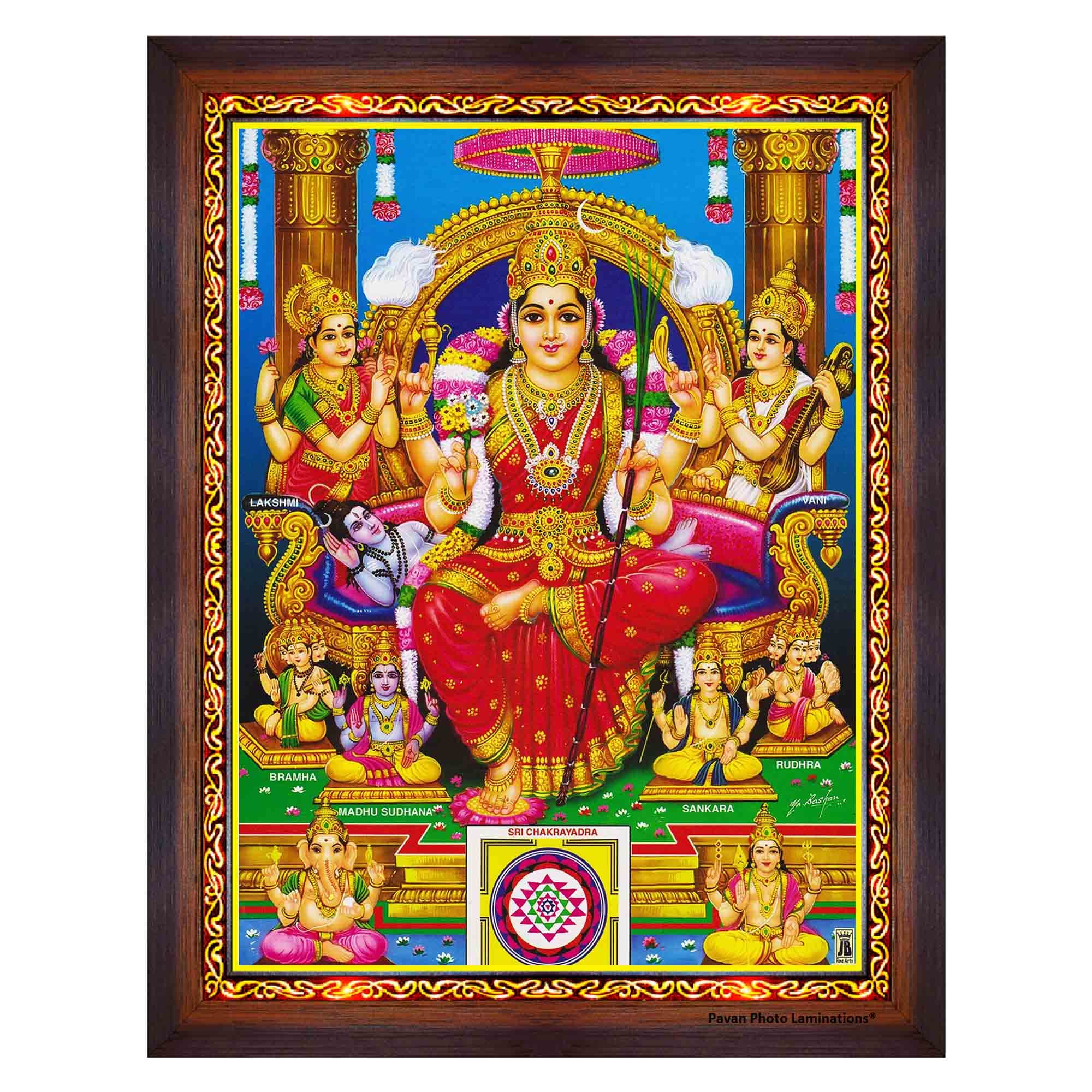 Buy Pavan Photo Laminations Lalitha Devi for Pooja Tripura Sundari Mata ...