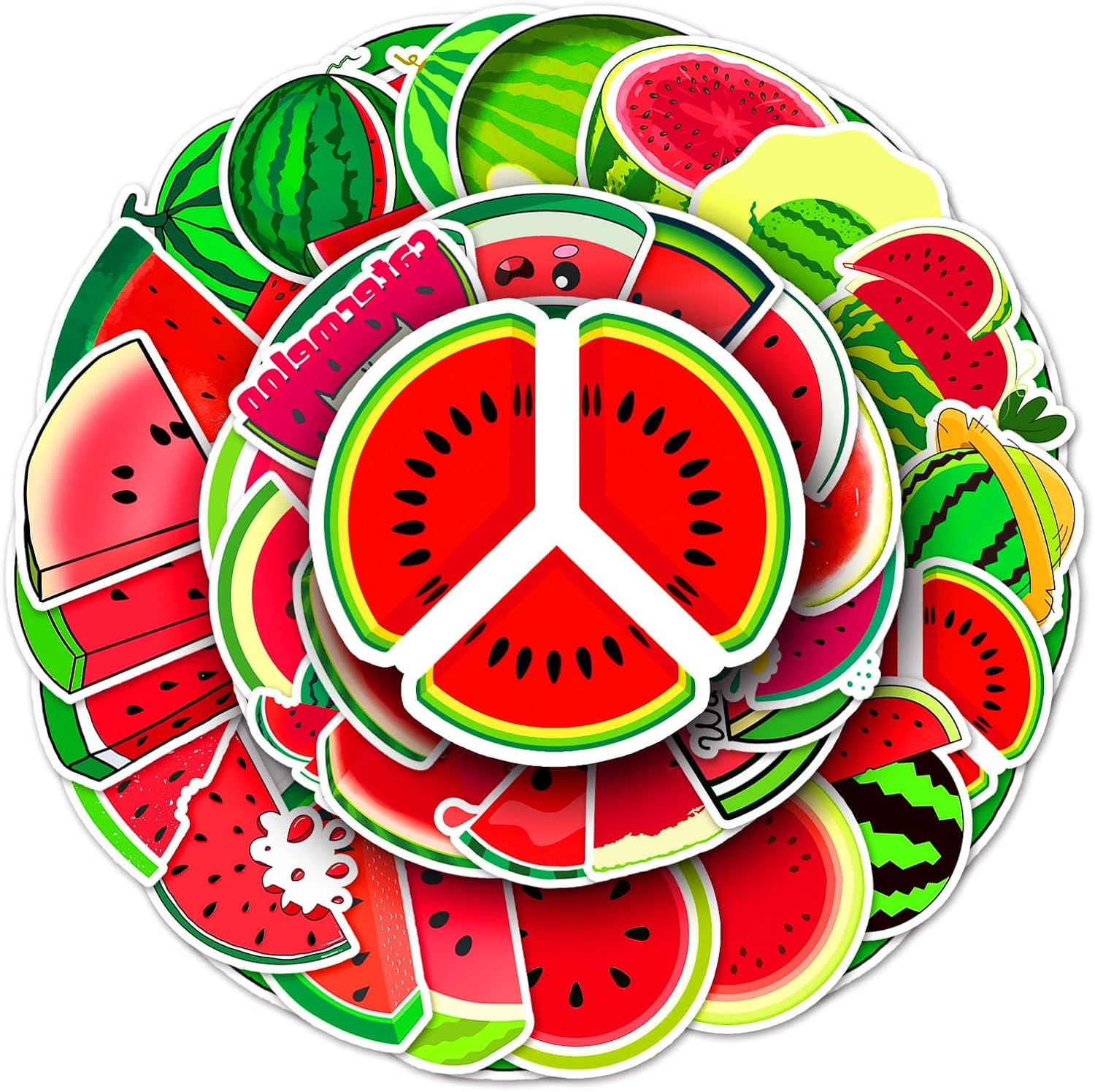 Amazon.com: 50PCS Cartoon Cute Watermelon Stickers Pack, Aesthetic ...