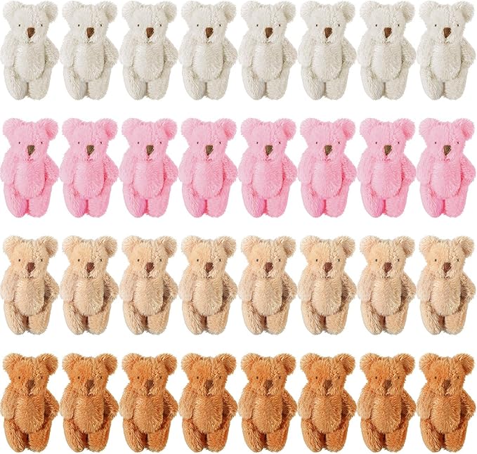 32 Pieces Mini Bear Plush Toy Tiny Bear Mini Joint Bear Tiny Soft Bear ...