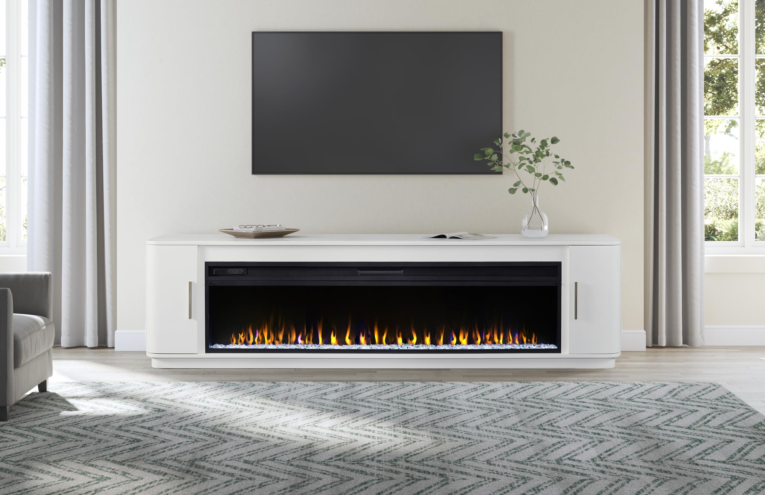 Amazon.com: Modern 84" Fireplace Console, Entertainment Storage, TV ...
