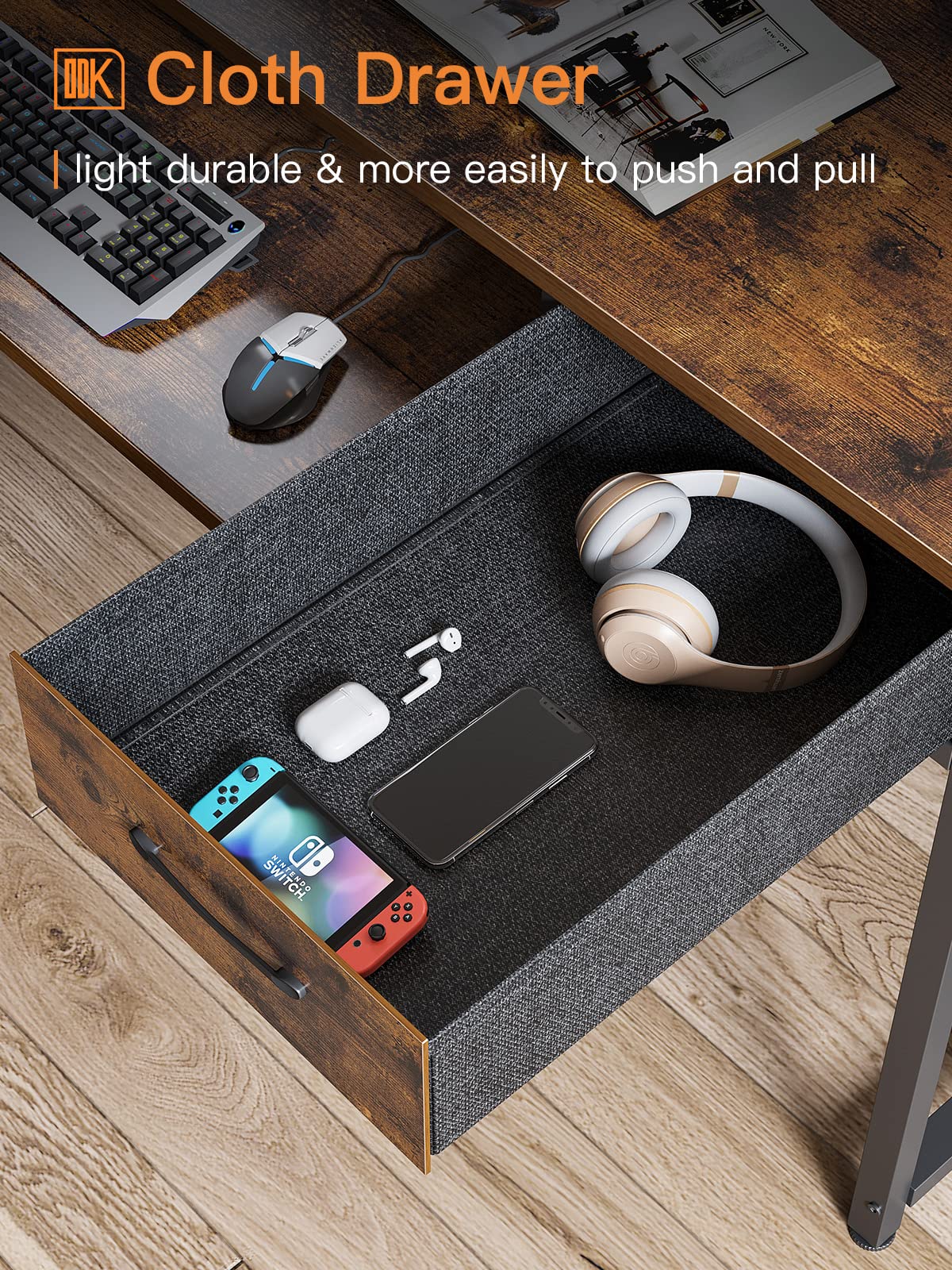 ODK Computer Desk with Keyboard Tray, 55 inch Home Office Desk with ...