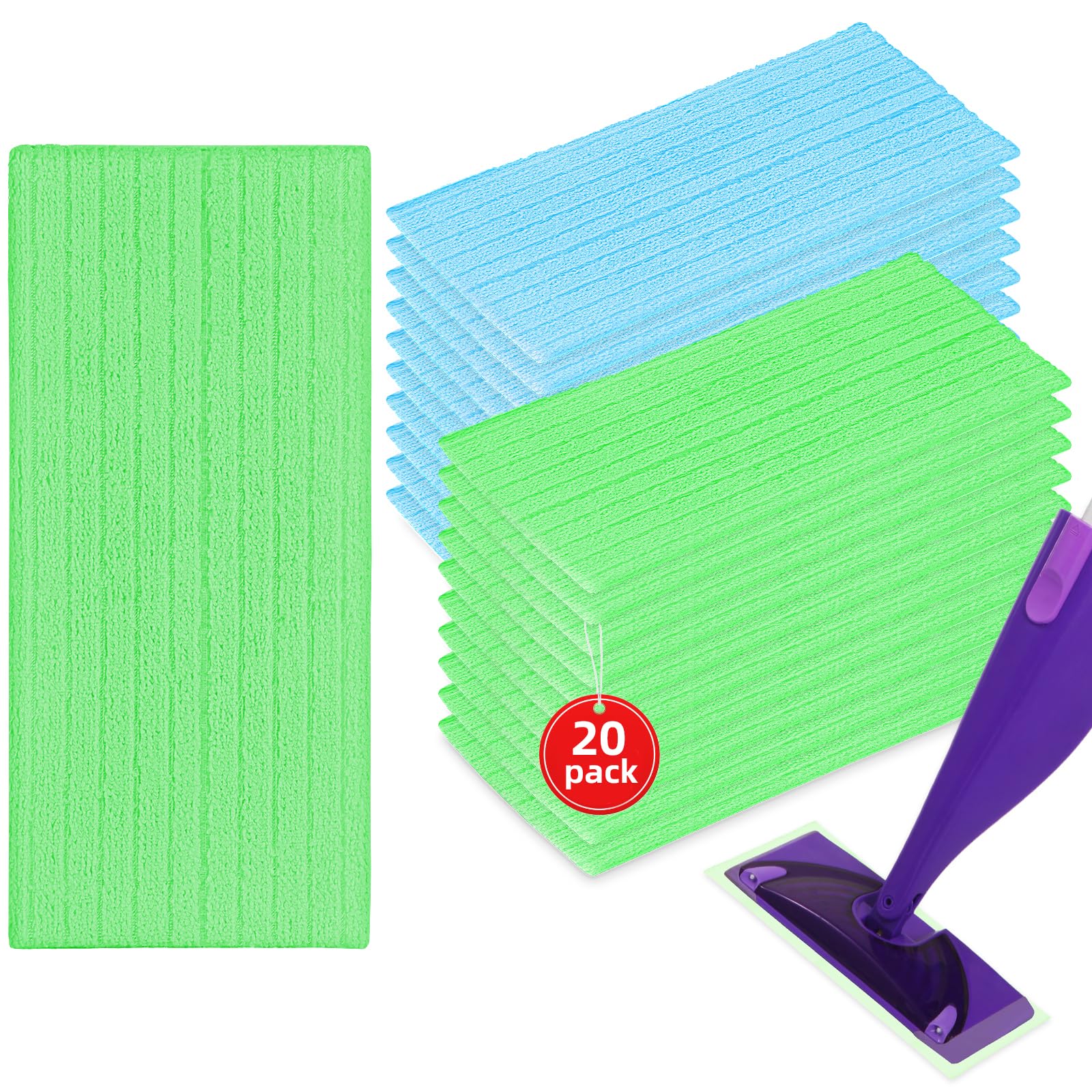Zeltauto 20 Packs Mop Refill Pads for Flash Power Mop for Cleaning Wet ...