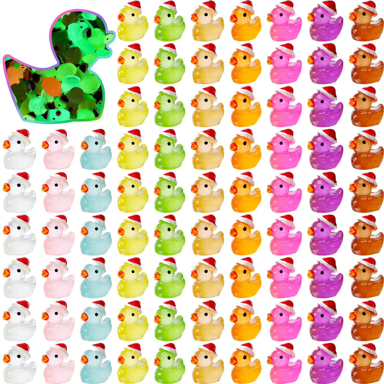 Amazon.com: Hiboom 400 Pcs Christmas Mini Resin Ducks Bulk Luminous ...