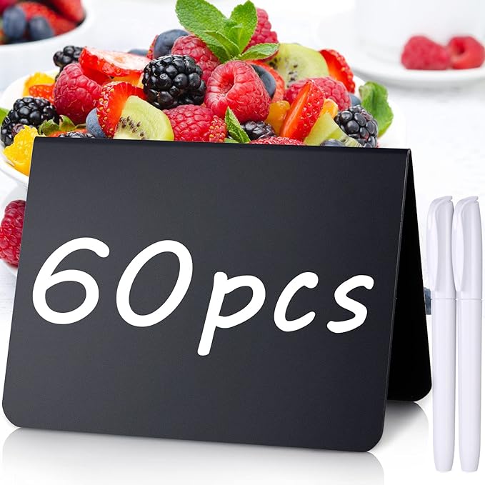 Amazon.com : 60 Pack Mini Chalkboard Signs for Food 4 x 3 Inches ...