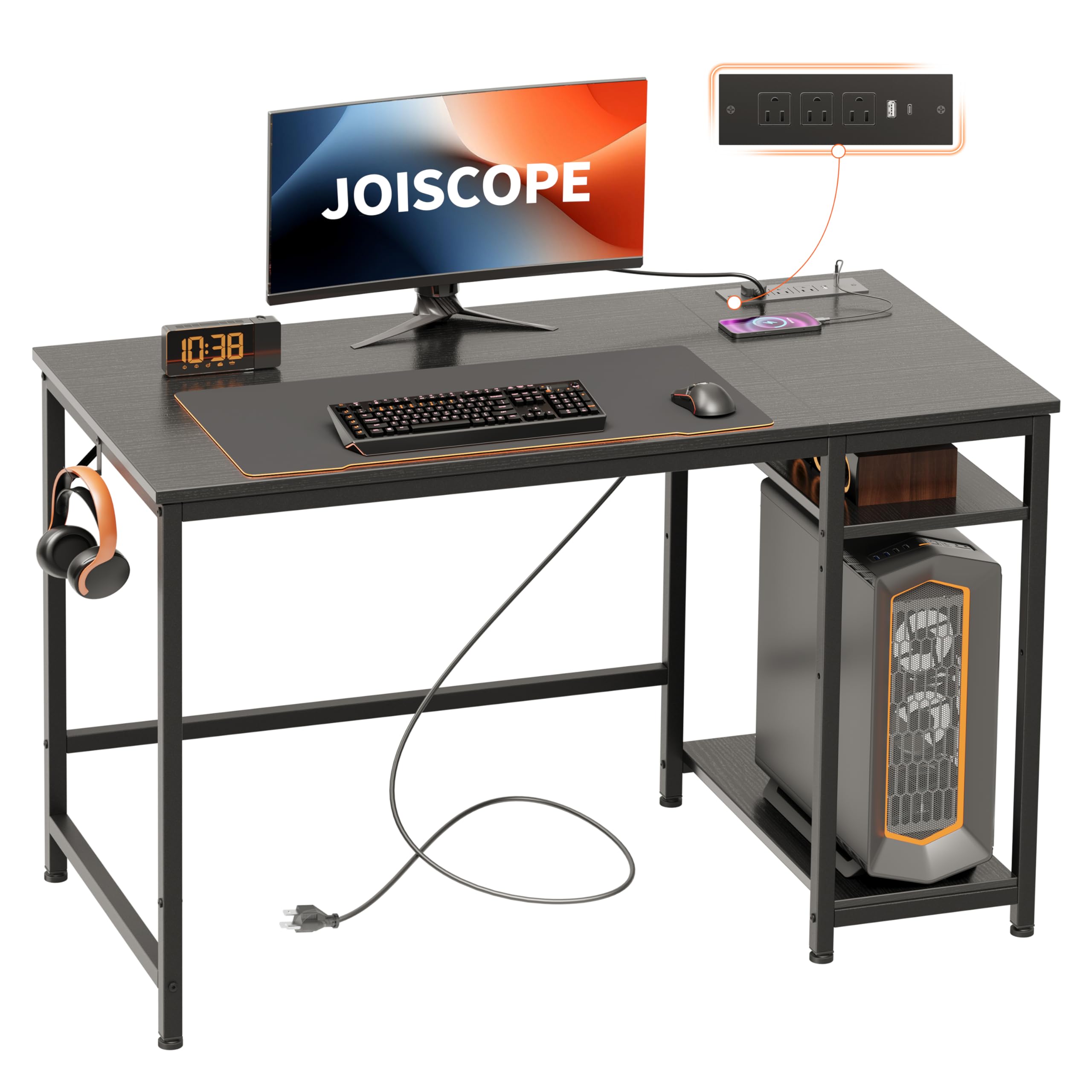 Amazon.com: JOISCOPE Computer Desk with USB & Type-C Outlet, Small Home ...
