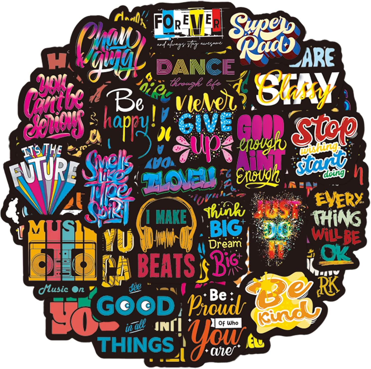 Autocollant 100 Pcs Stickers Neon avec Citation Positive,Inspirantes ...