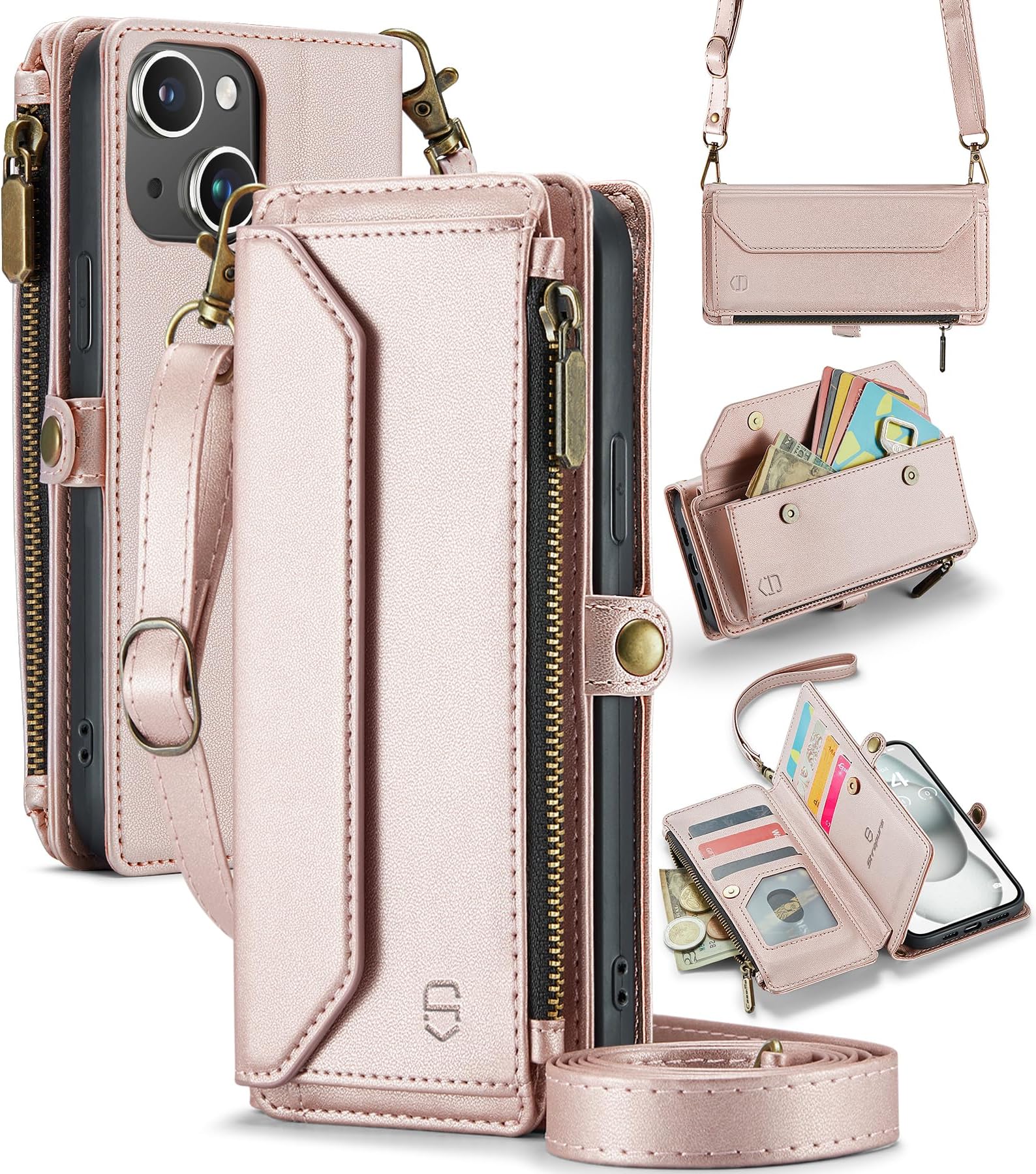 Amazon.com: Strapurs Crossbody for iPhone 15 Plus Wallet Case【RFID ...