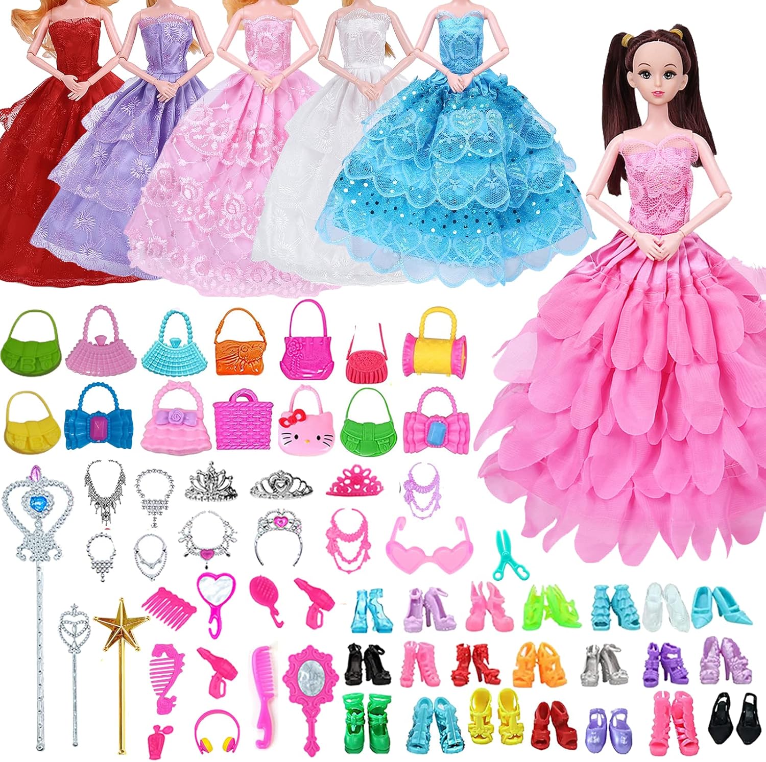 55 PCS Doll Clothes for 11.5 inch Dolls and Accessories Set, Including ...