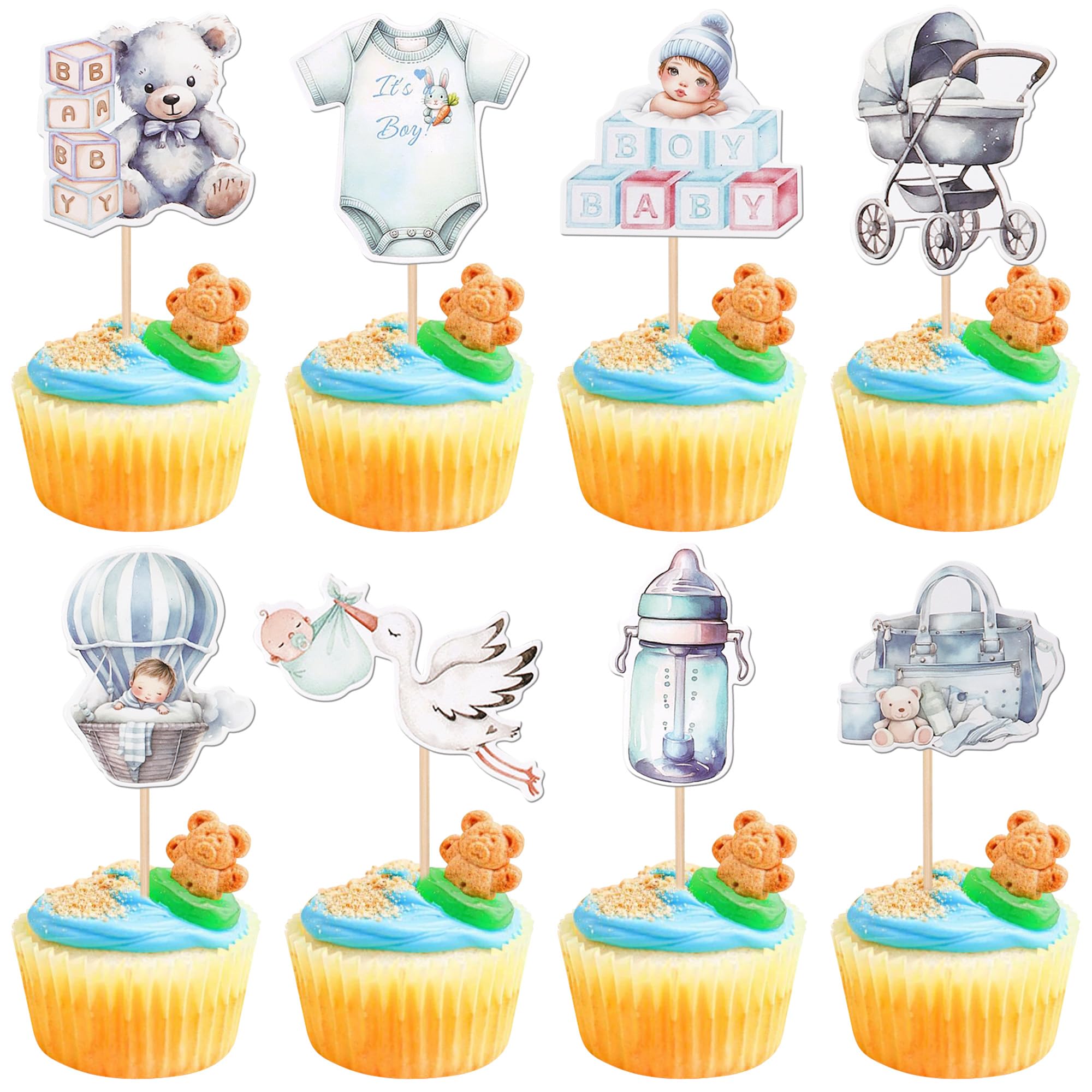Amazon.com: 40 PCS Oh Baby Cupcake Toppers Swan Pacifier Onesie Baby ...