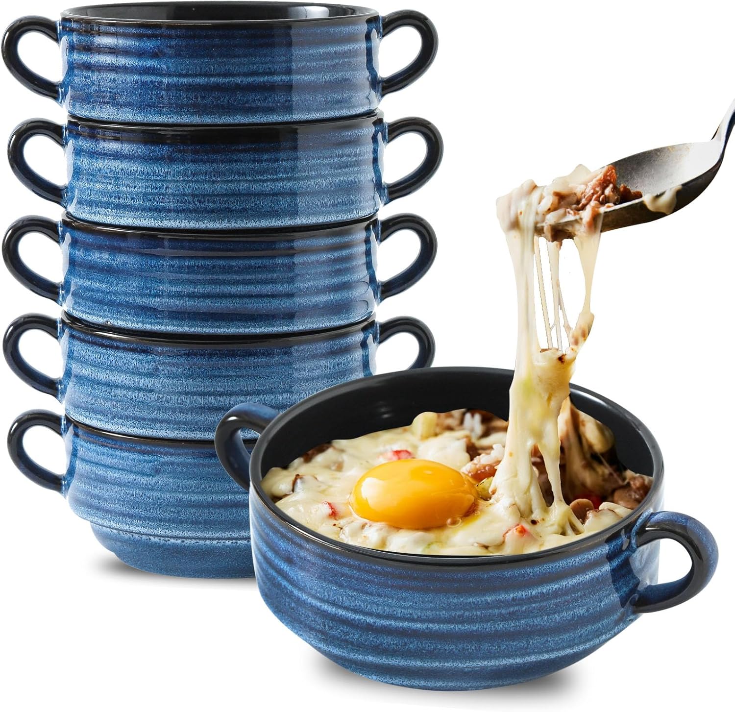 Amazon.com | Hasense French Onion Soup Bowls with Handles, 24 Ounces ...