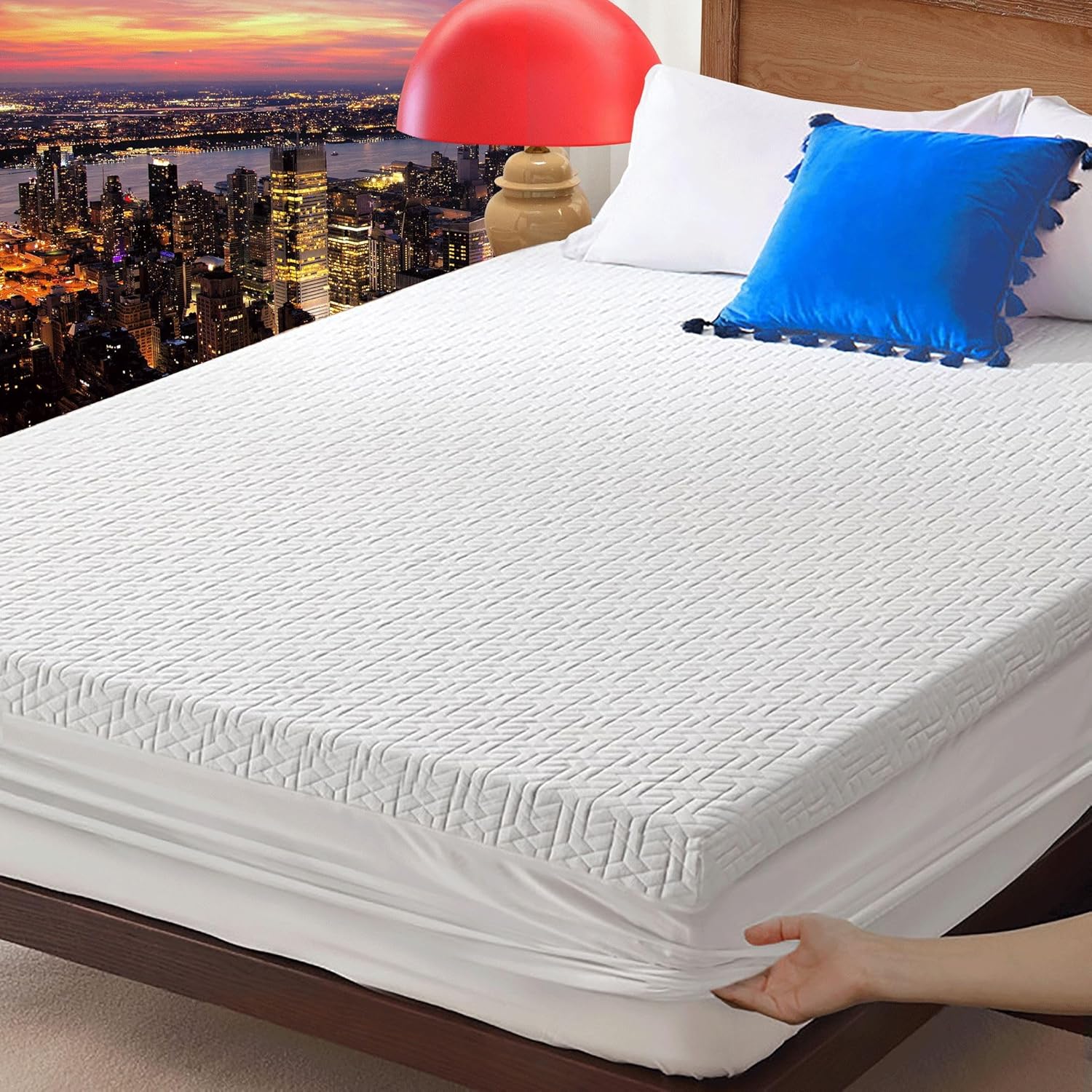 Amazon.com: BedLuxury 3 Inch King Size Gel Memory Foam Mattress Topper ...