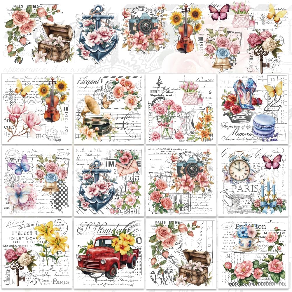 Amazon.com: WEBEEDY 12 Sheets Flower Rub on Transfers Stickers Spring ...