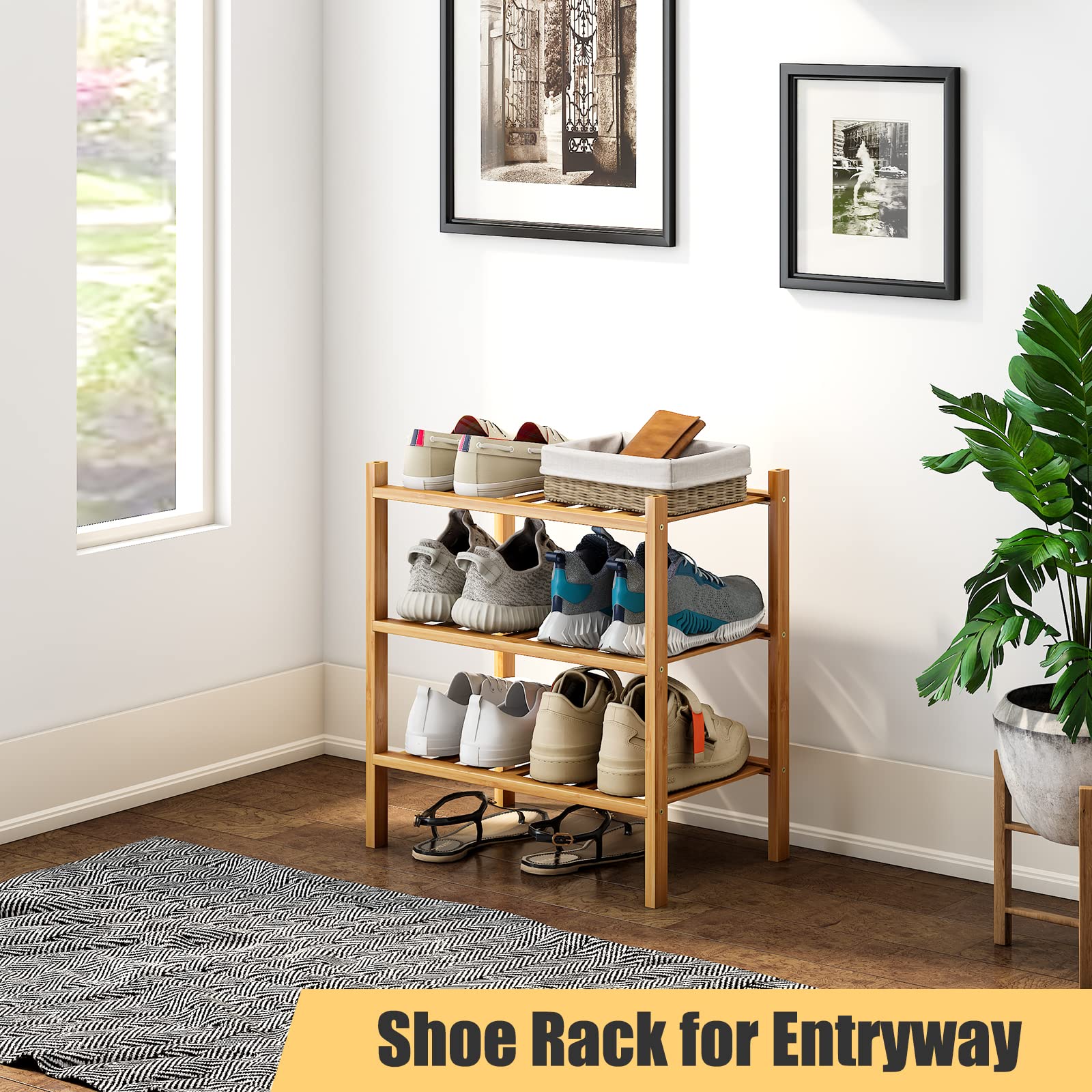 Furshus 3-Tier Small Shoe Rack for Entryway, Stackable | Heavy Duty ...