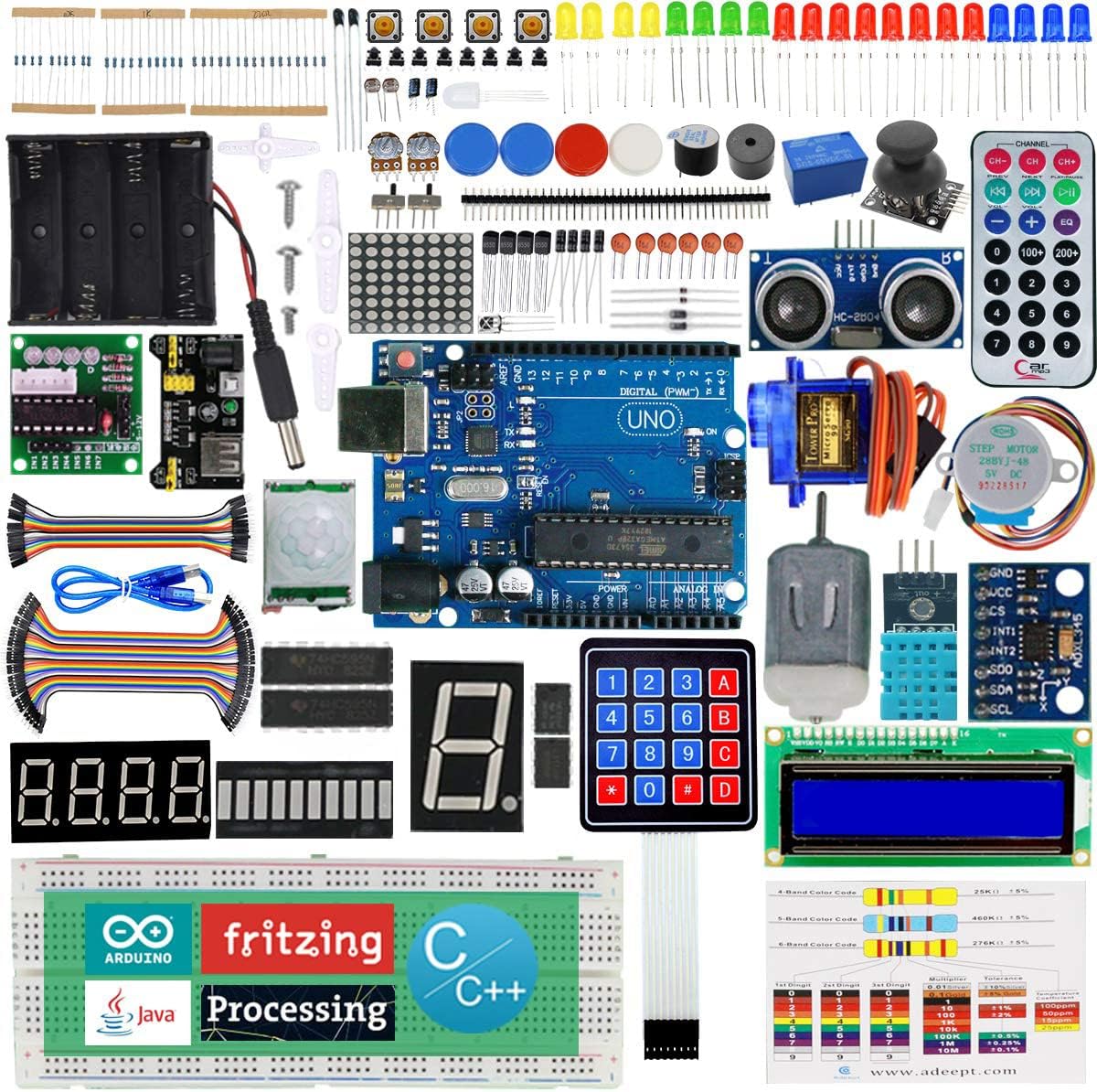 IDUINO Ultimate Starter Kit for Arduino UNO R3, LCD1602, Servo Motor, Relay, Processing and C ...