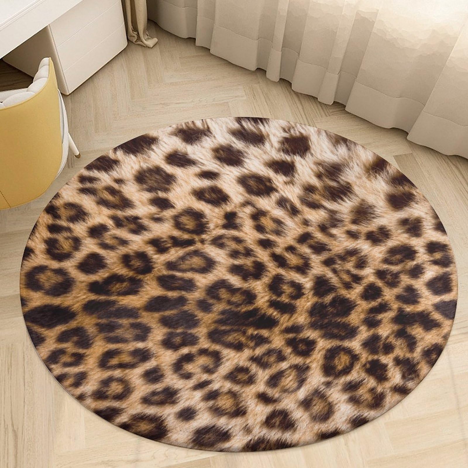 Amazon.com: MoBlinko Leopard Print Rug Leopard Bath Mat Round Rug 3 Ft ...