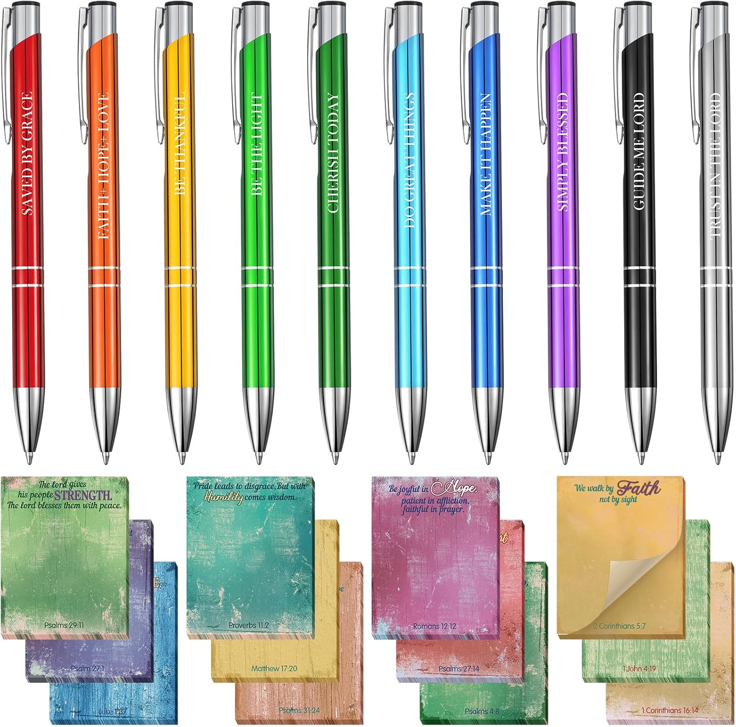 Amazon.com : 24 Pcs Bible Verse Pen and Notes Gift Set Include 12 ...