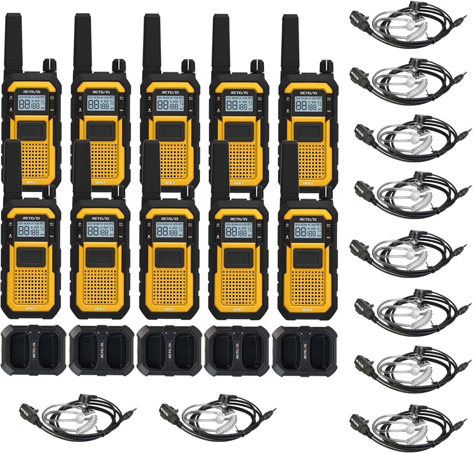 Amazon.com: Retevis RB48 Heavy Duty Waterproof Walkie Talkies(10 Pack ...