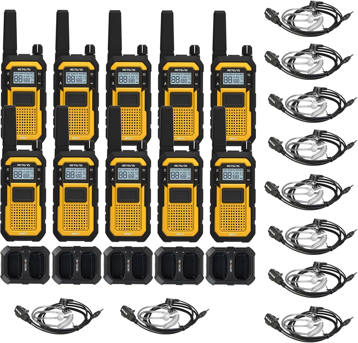 Amazon.com: Retevis RB48 Heavy Duty Waterproof Walkie Talkies(10 Pack ...