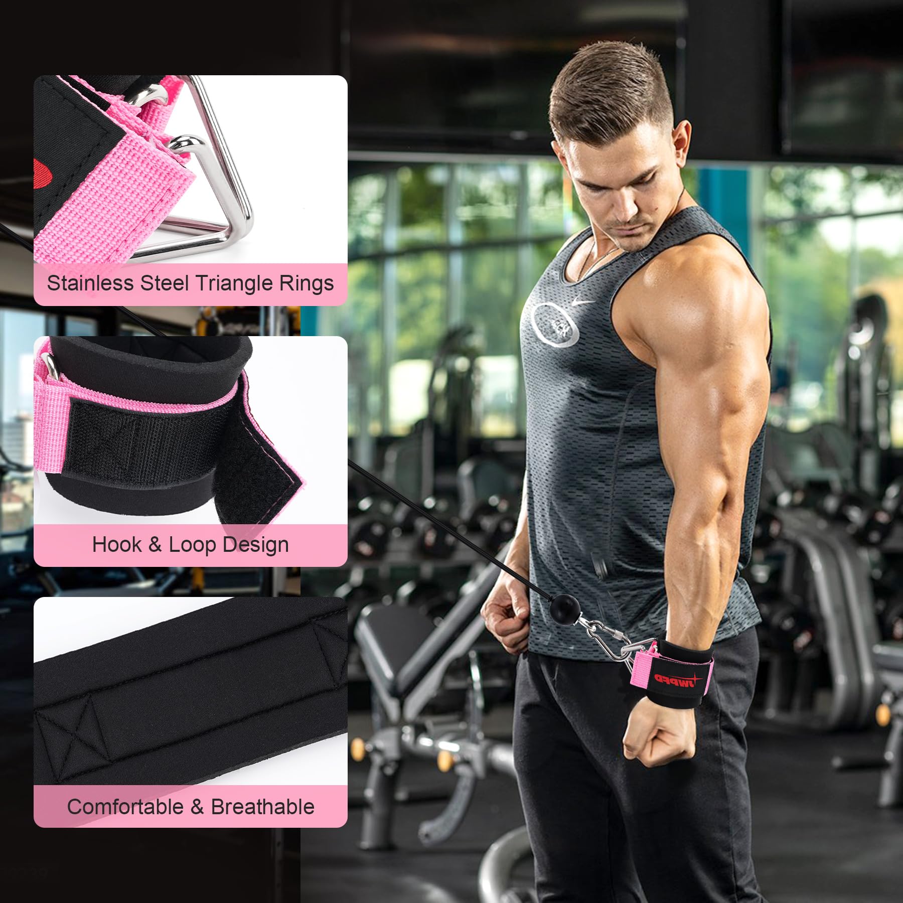 Snapklik.com : Wrist Straps For Cable Machines, Adjustable Neoprene ...