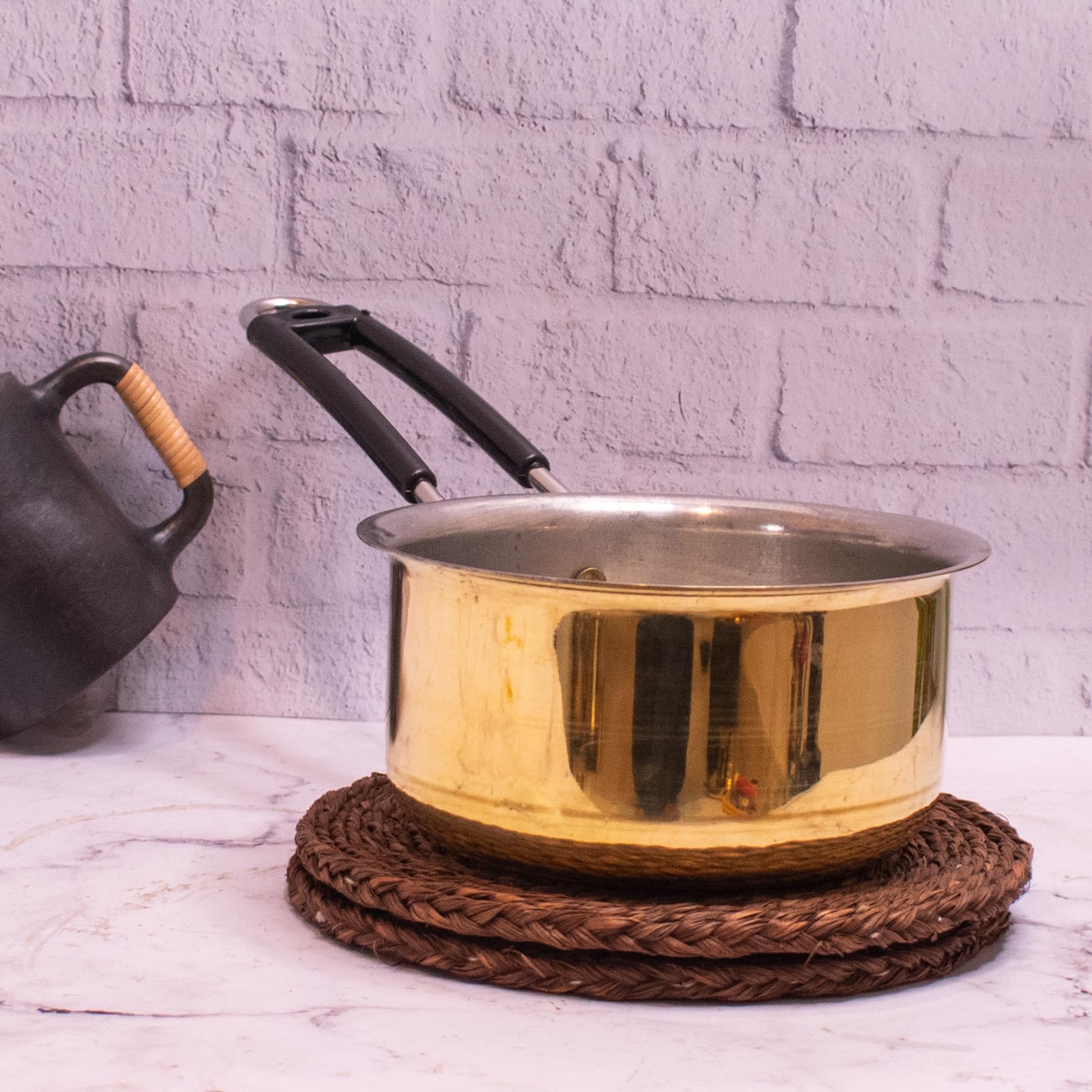Buy Zishta - Brass Sauce Pan-Medium|Tapeli|Patila|Bhagona for Milk|Tea ...