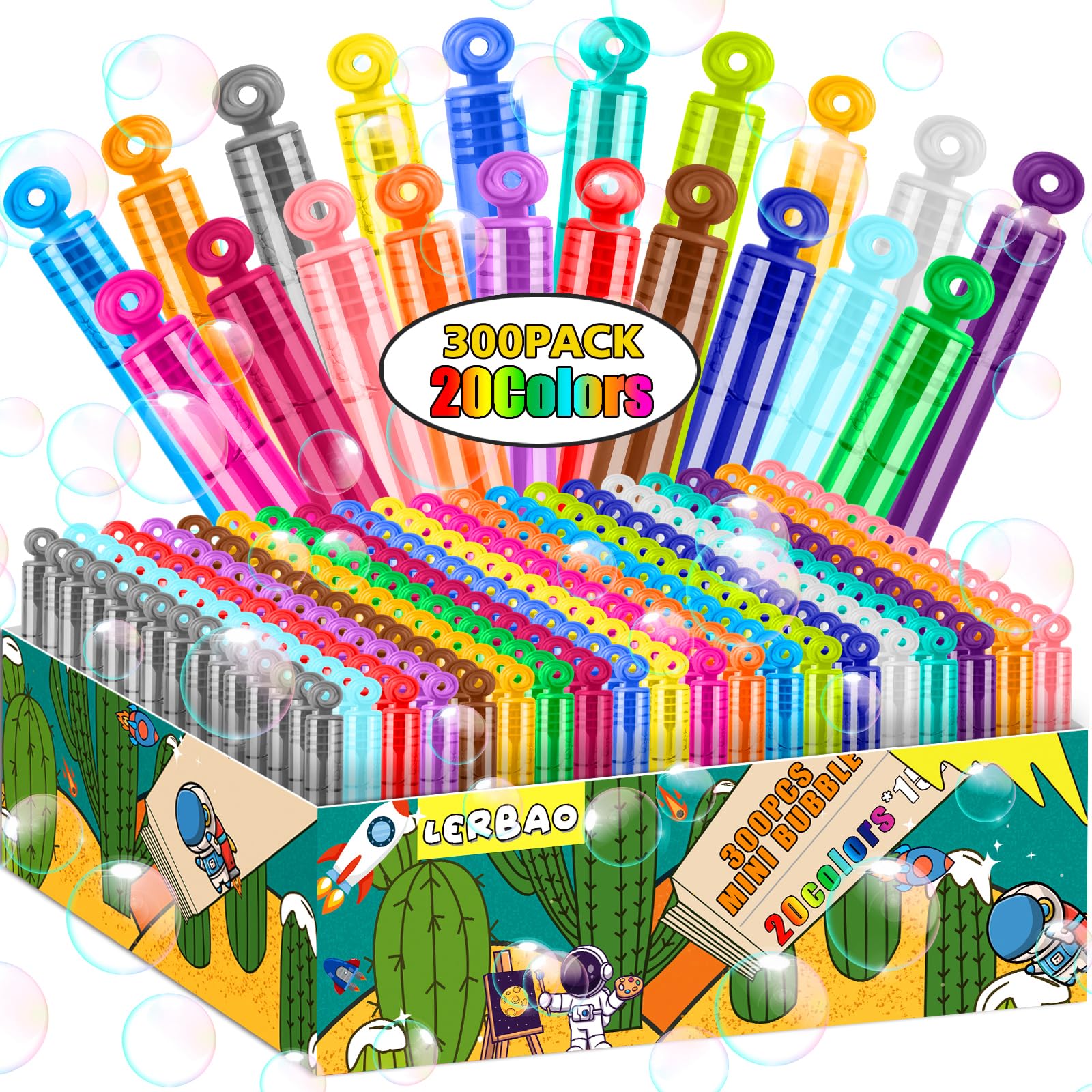 Amazon.com: LerBao 300Pcs 20 Colors Mini Bubble Wands,Party Favors for ...