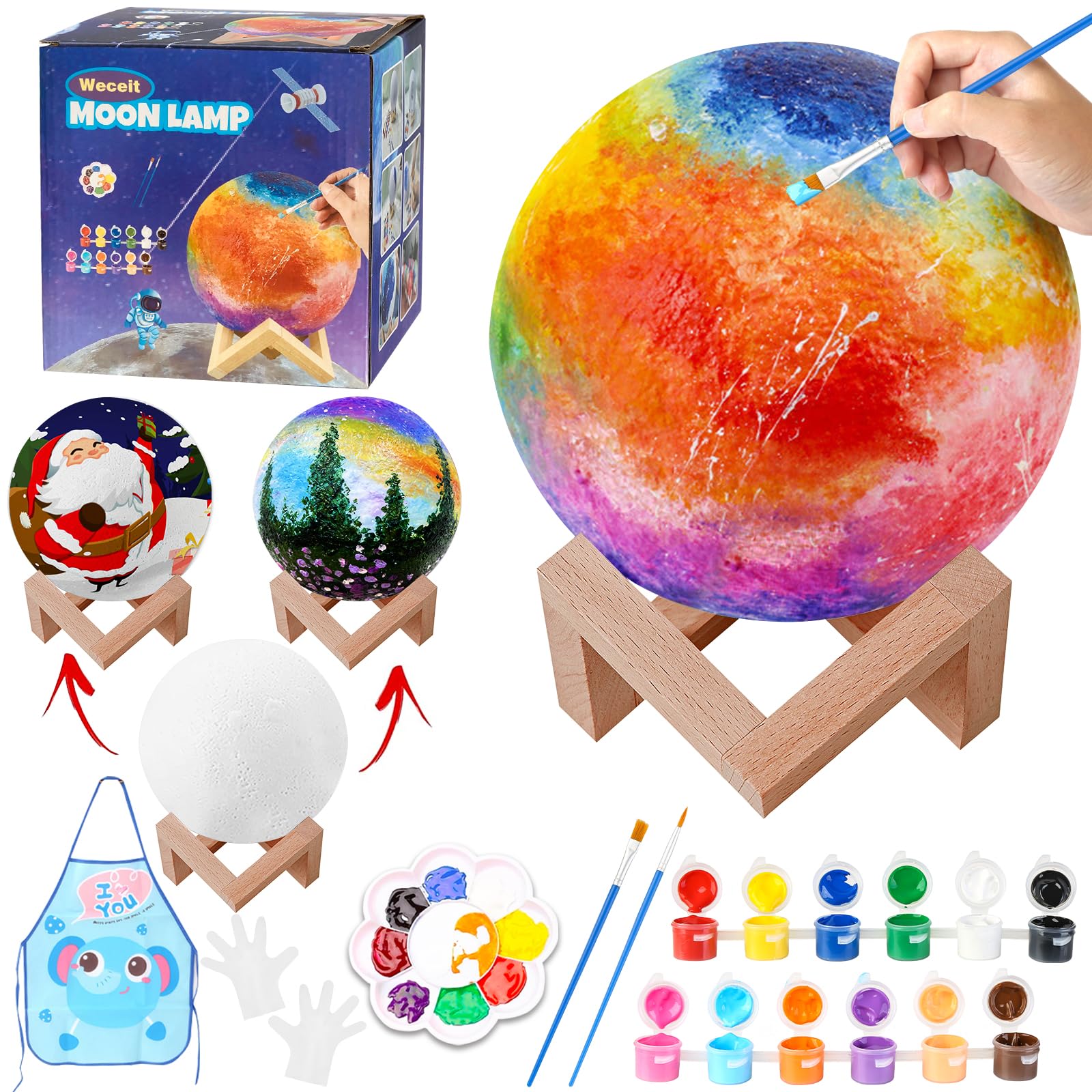 Buy Paint Your Own Moon Lamp Kit, Christmas Gifts DIY 3D Moon Light ...