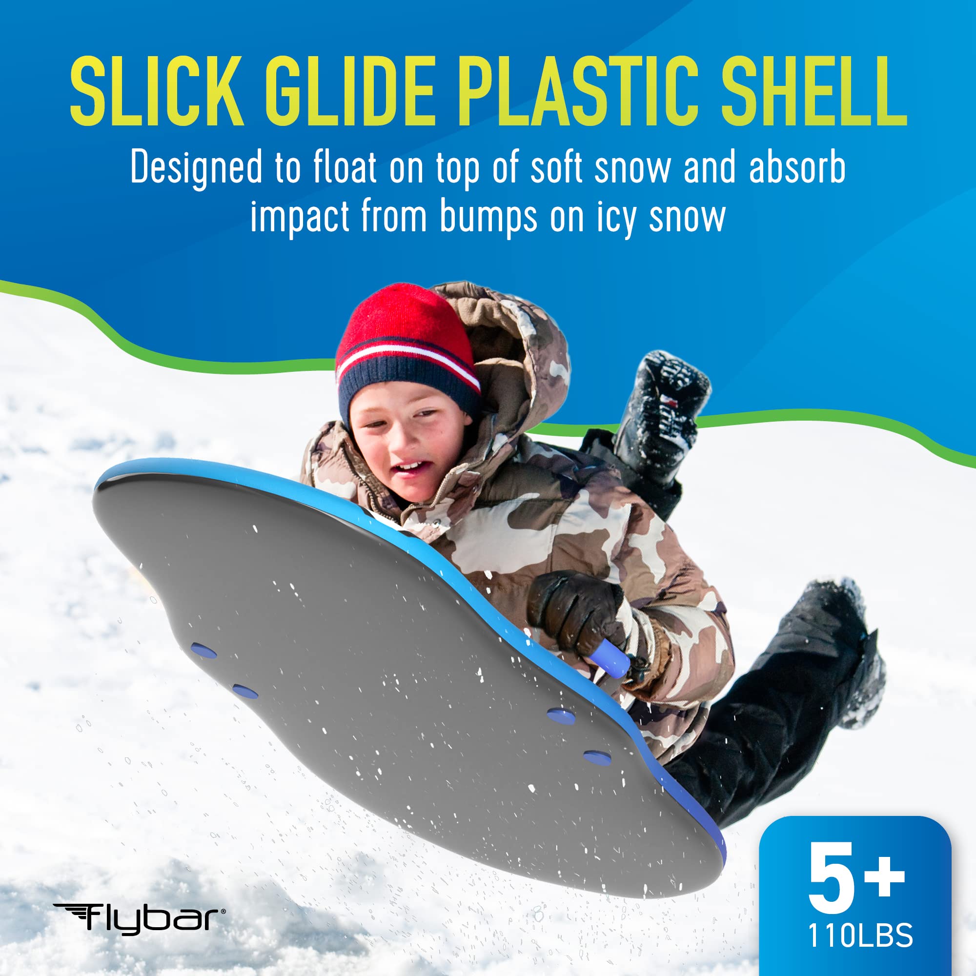 Flybar Snow Sled for Kids - Foam Saucer Disc Sled, Ages 6+, Easy Grip ...