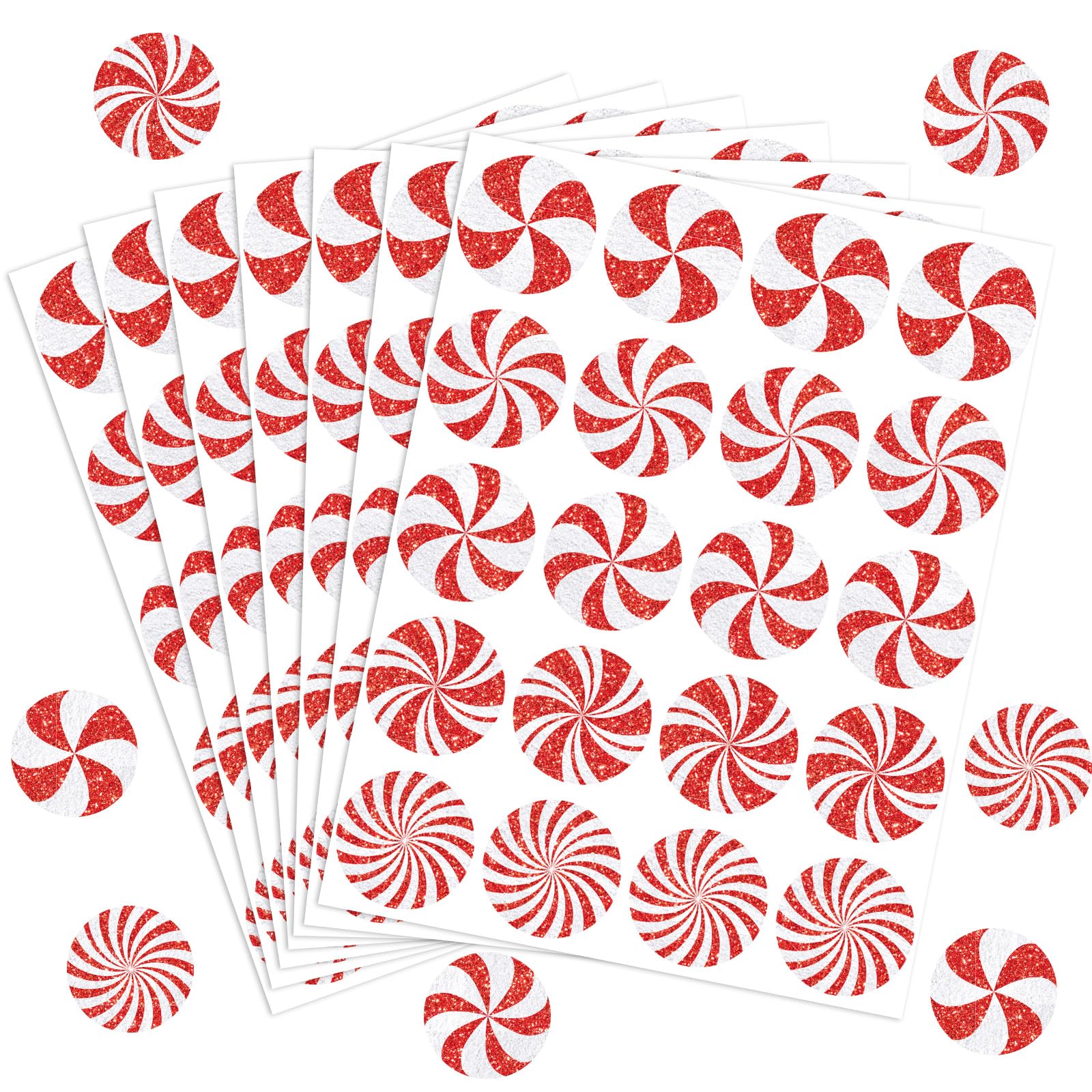 Amazon.com: AnyDesign 500Pcs Christmas Stickers Glitter Peppermint ...