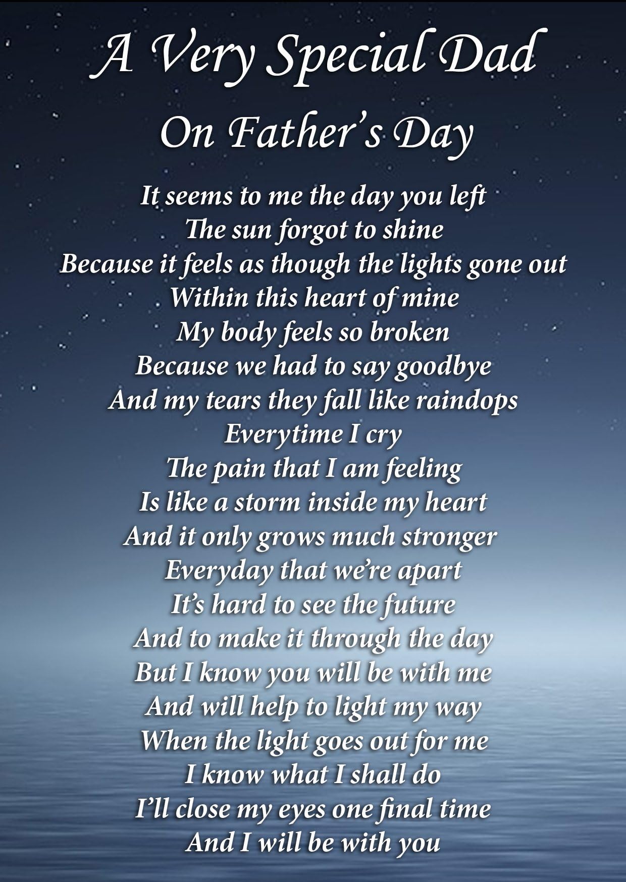 A Very Special Dad On Father's Day Memorial Graveside Funeral Poem ...