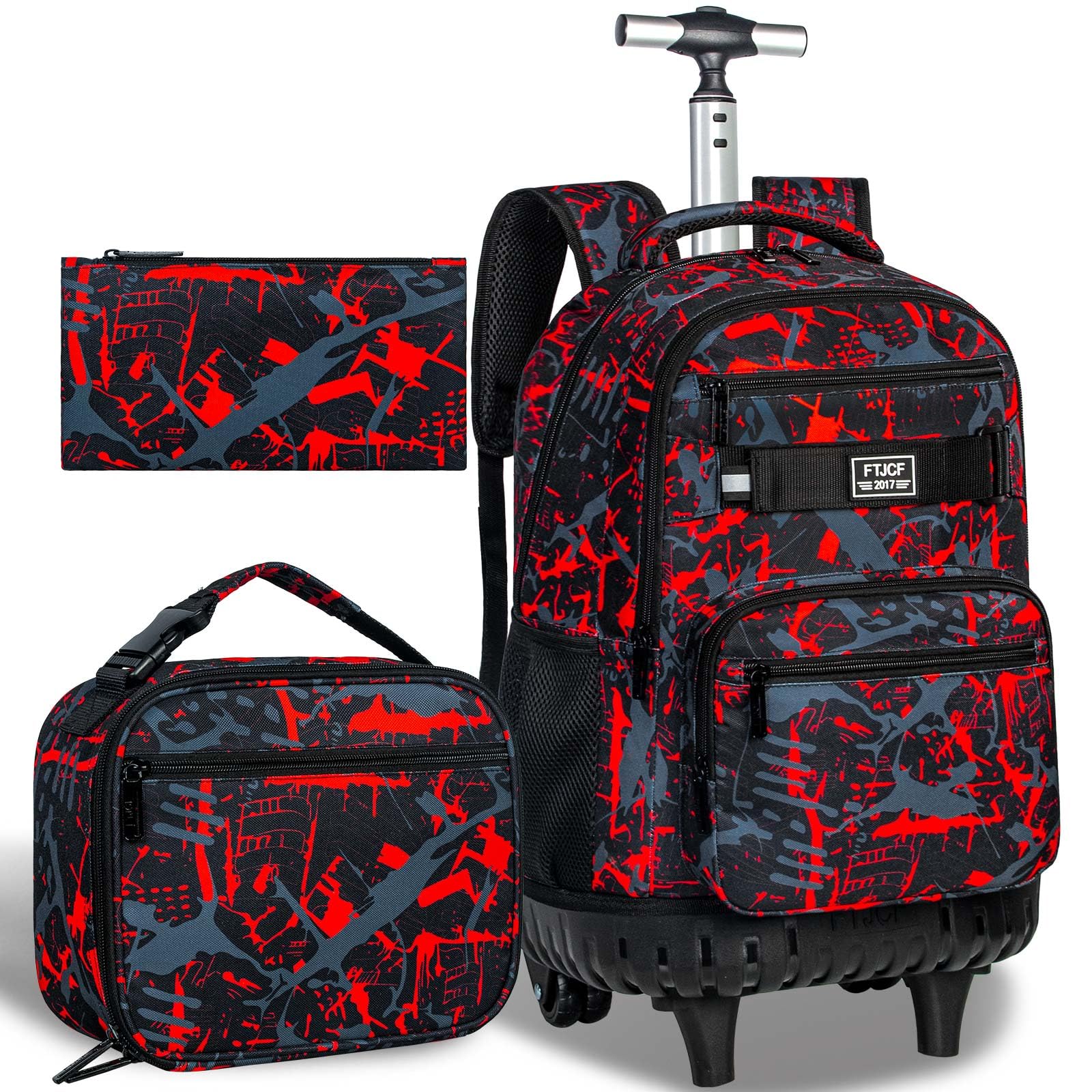 Amazon.com | FTJCF 3Pcs Rolling Backpack for Boys, 19 Inche Adults ...