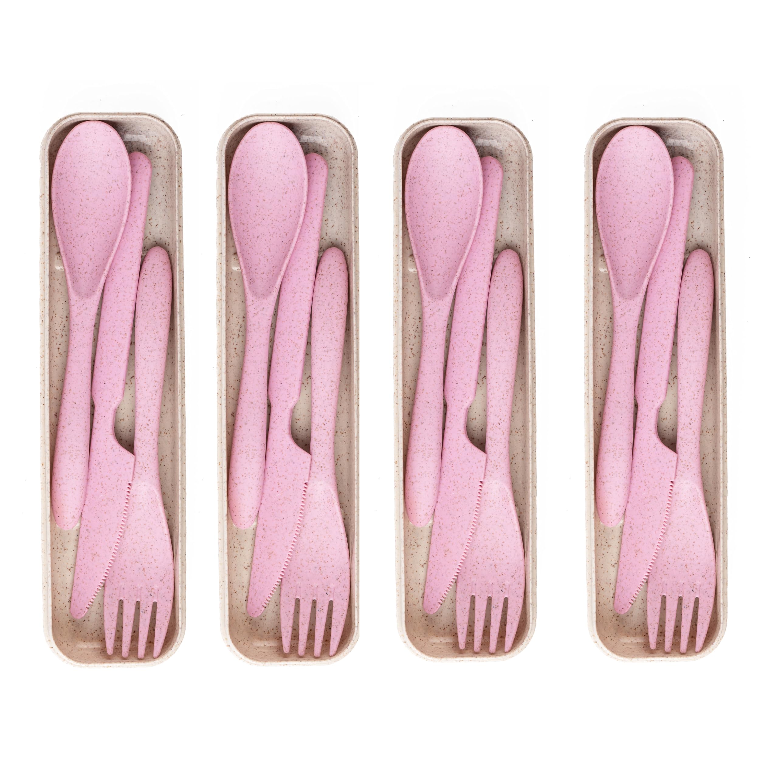IRIDA NATURALS Unbreakable Wheat Straw Cutlery Set - Set of 4 (Plush ...